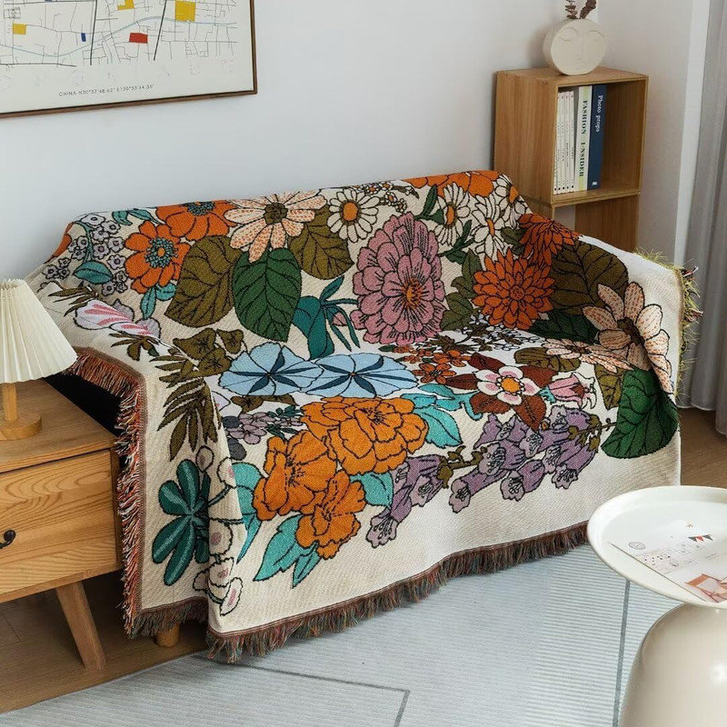 Asalwa Grey Boho Stripped Couch Cover, Modern Abstract Couch Covers For ...