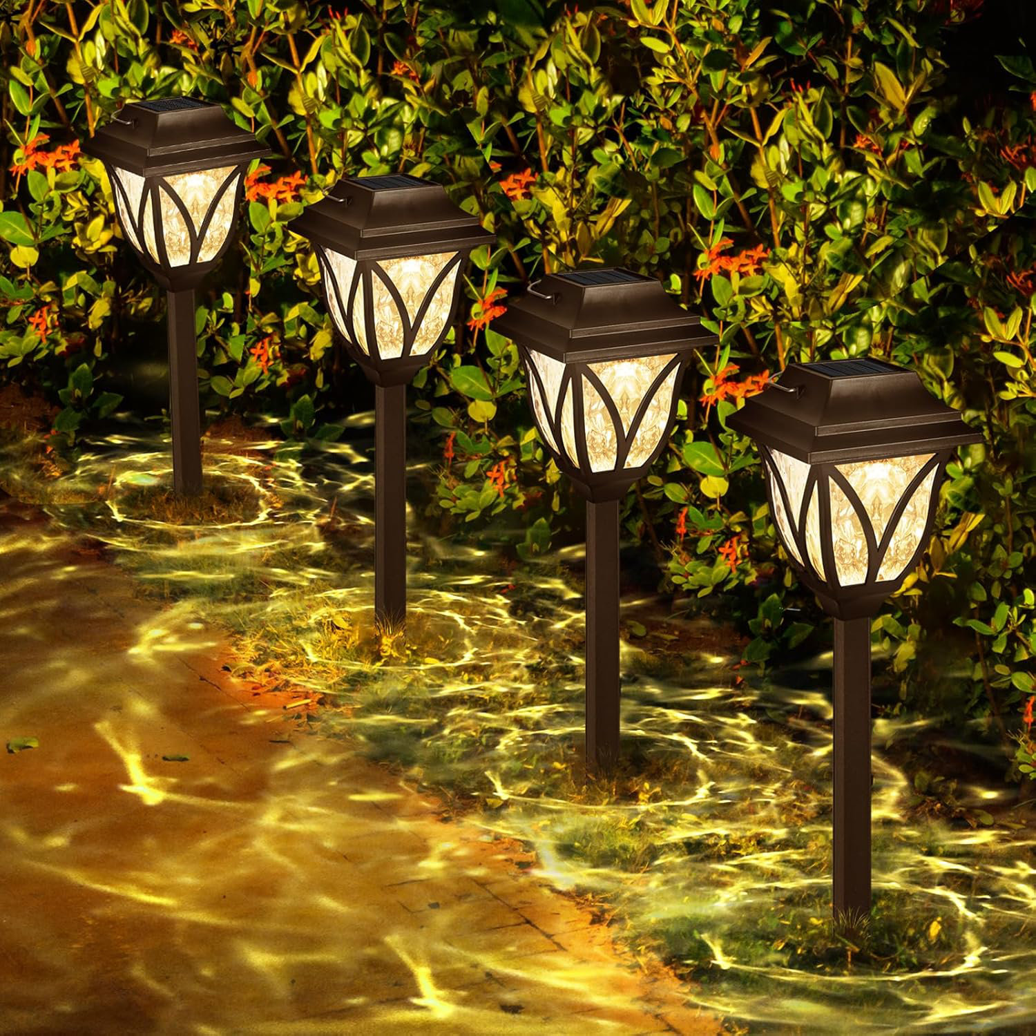 pearlstar 8 Pack Solar Lights Outdoor Waterproof Solar Garden Lights ...