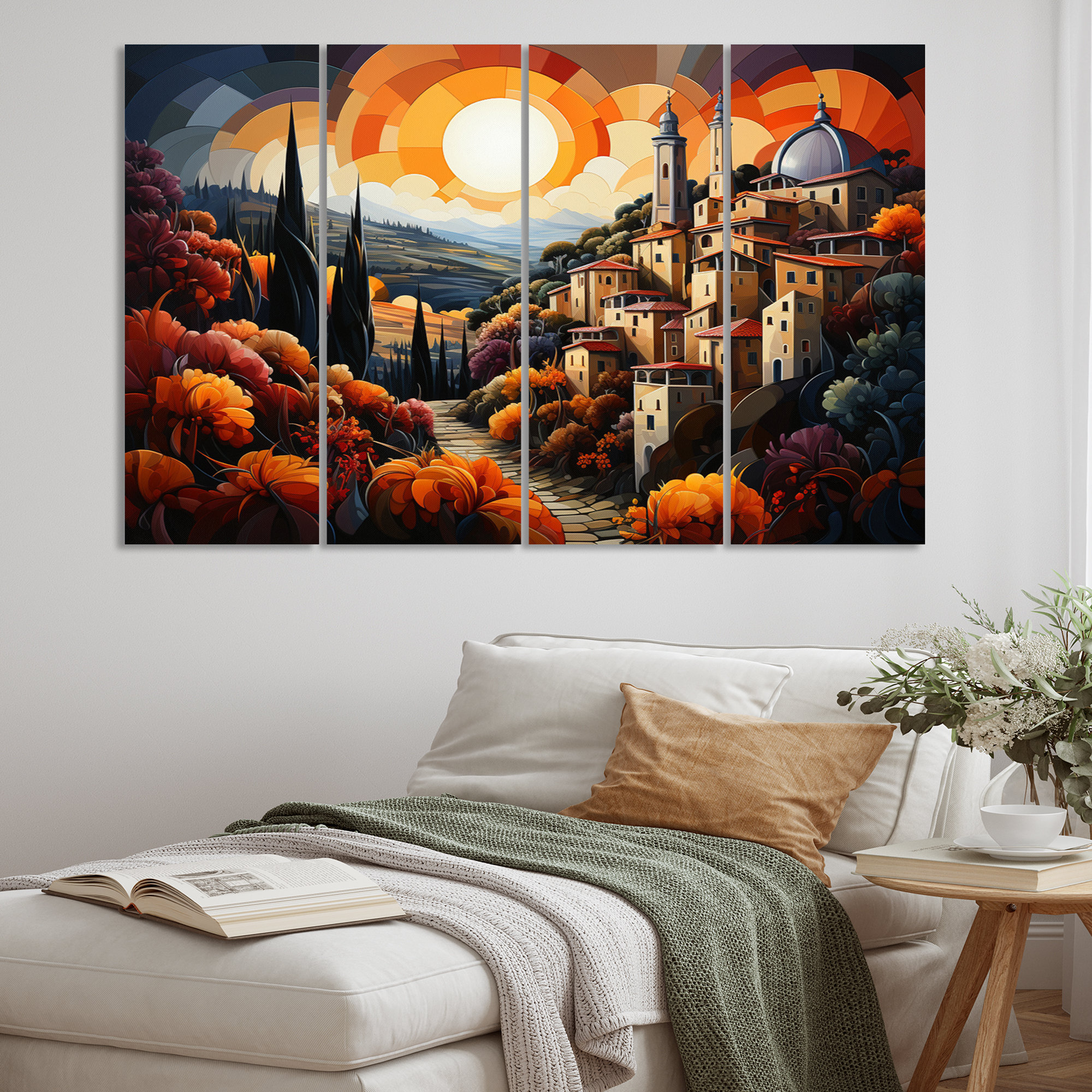 Charlton Home Italy Tuscan Vineyards II - Italy Wall Decor - 4 Panels ...
