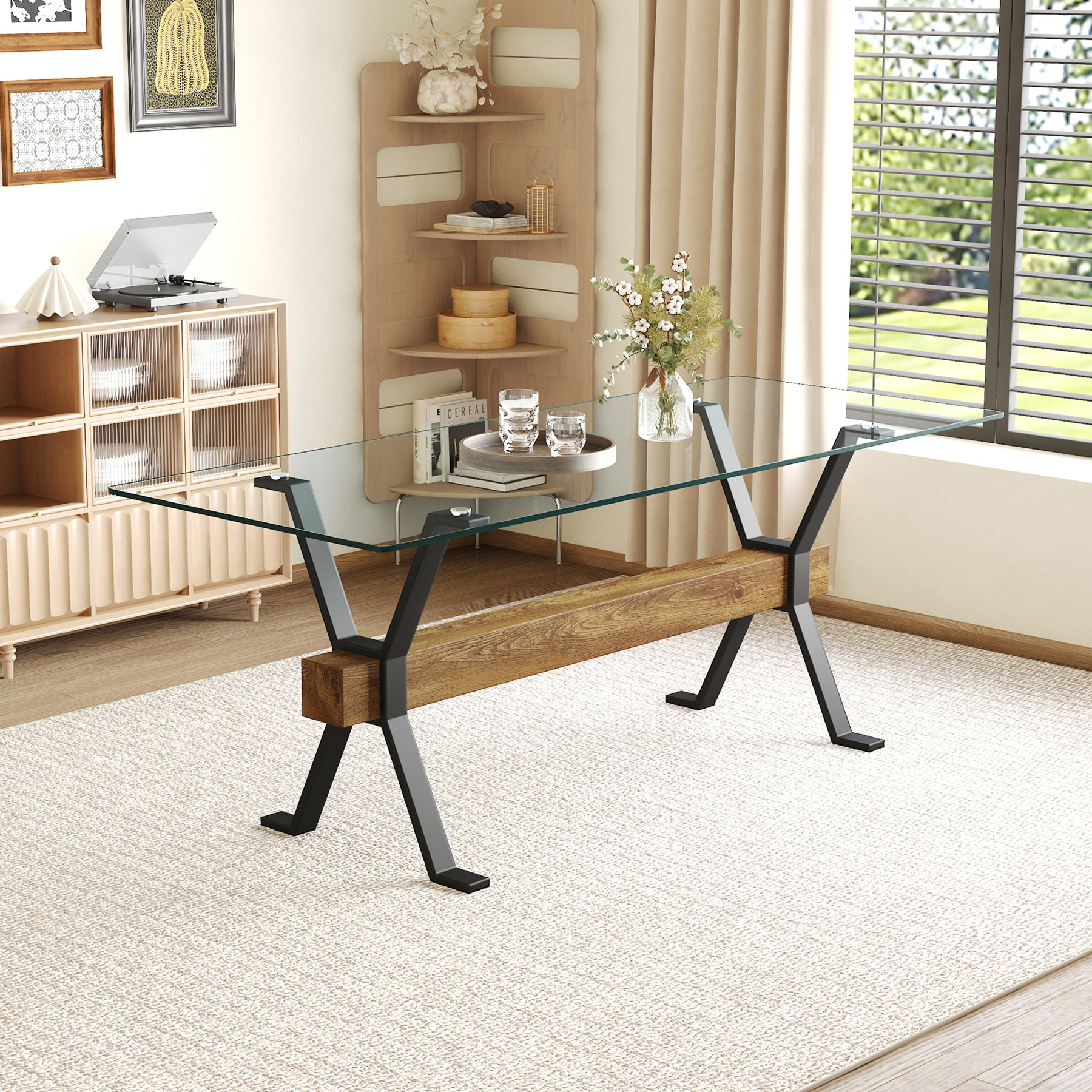 Wrought Studio™ Elegant Transparent Tempered Glass Dining Table | Wayfair
