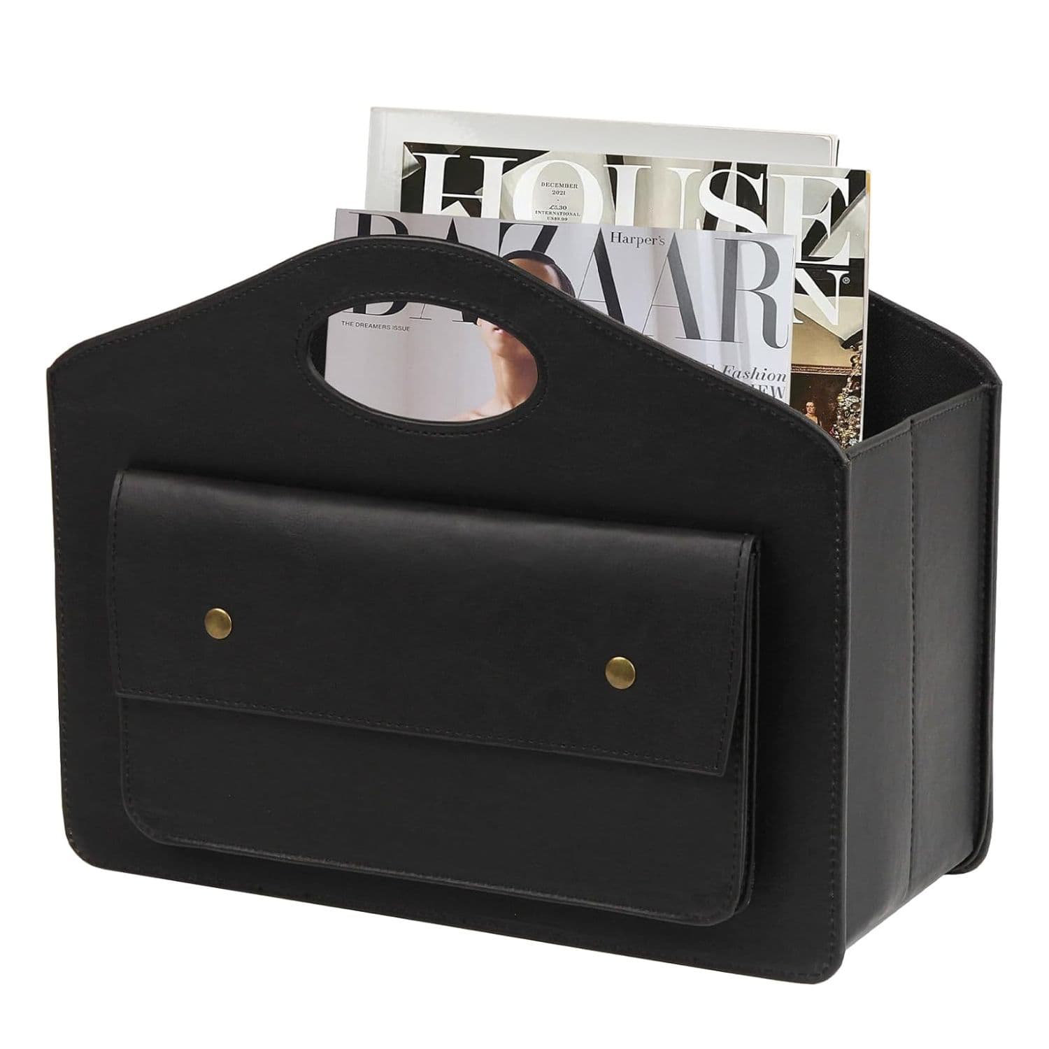 Ebern Designs Foldable Leather Magazine Holder/Newspaper Rack with ...