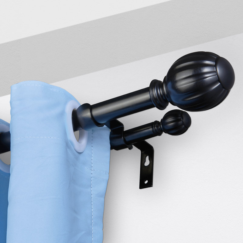 VEVOR Steel Adjustable Overall Width Double Curtain Rod | Wayfair