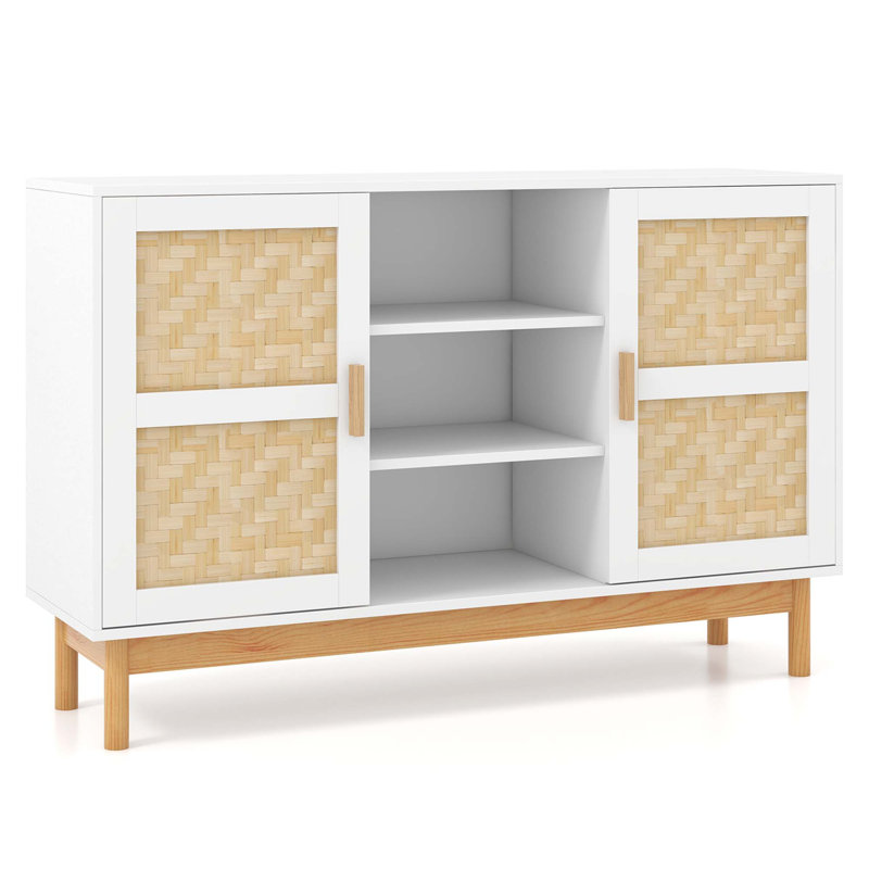 Bay Isle Home™ 48" Sideboard Buffet Cabinet With 2 Bamboo Woven Doors 3 ...