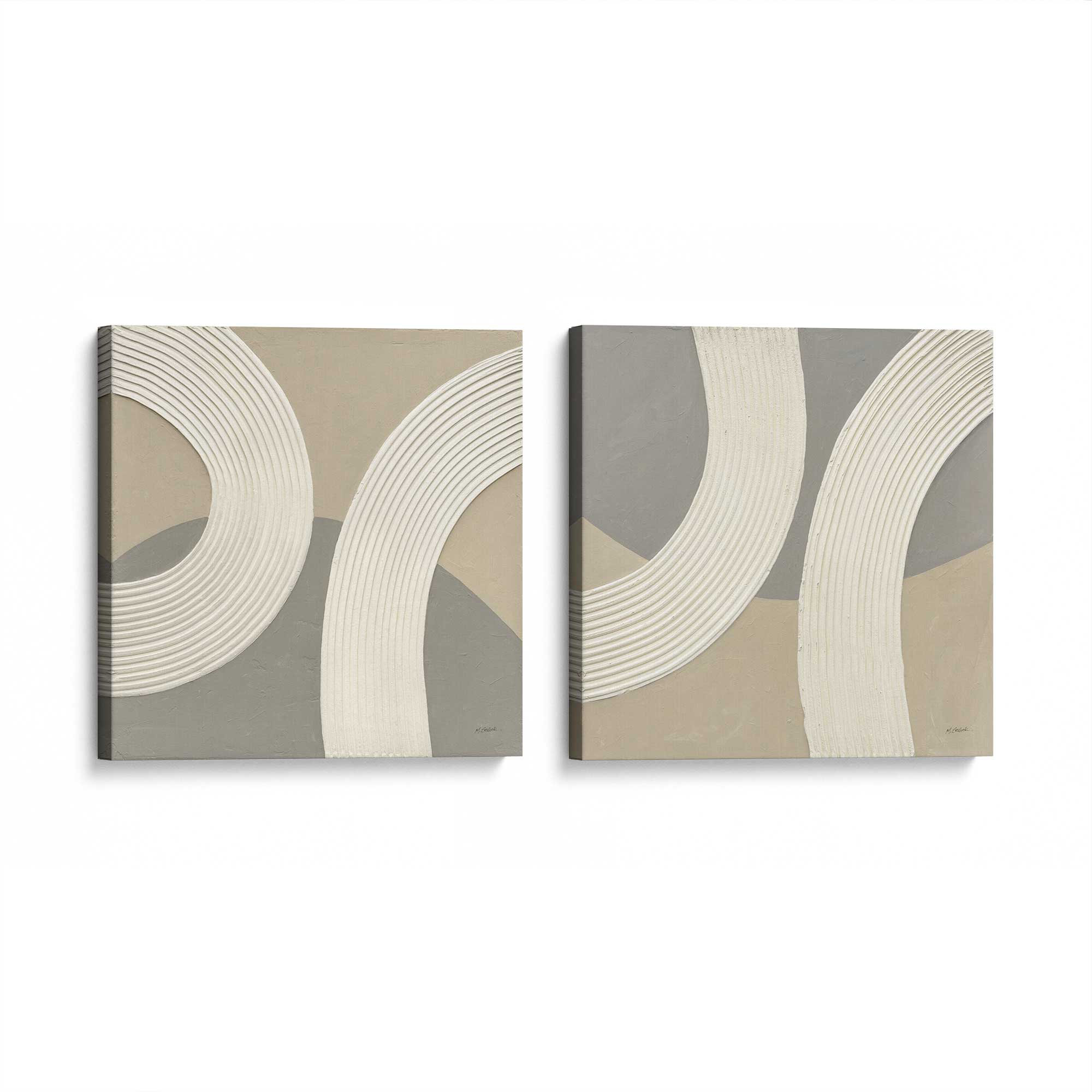 Ivy Bronx Rhythm in Neutral Shades Set of 2 Canvas Prints | Wayfair