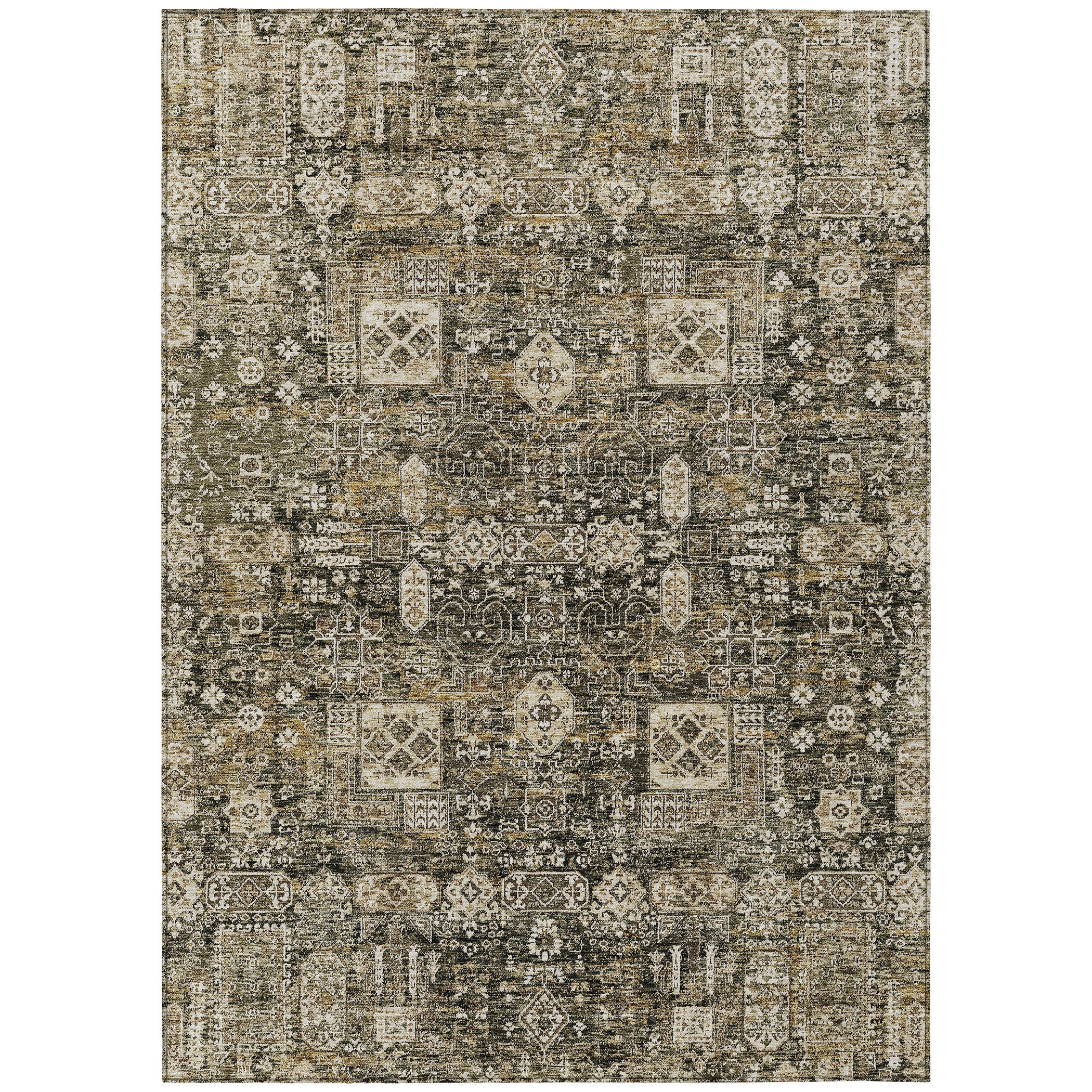HomeRoots 10' X 14' Coffee Oriental Washable Indoor Outdoor Area Rug ...