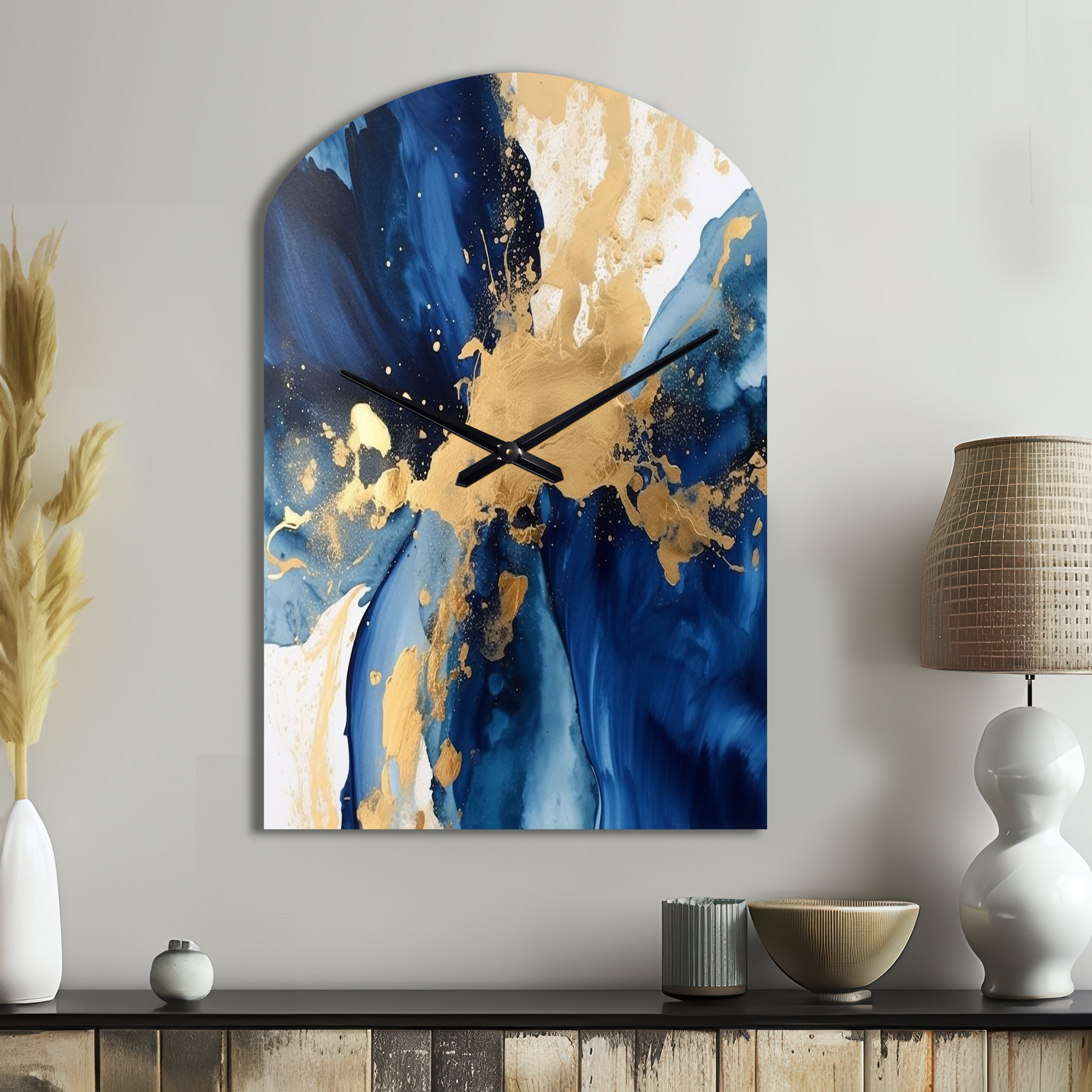 Design Art Dark Blue and Gold Strokes VIII - Fractals Asymmetrical ...