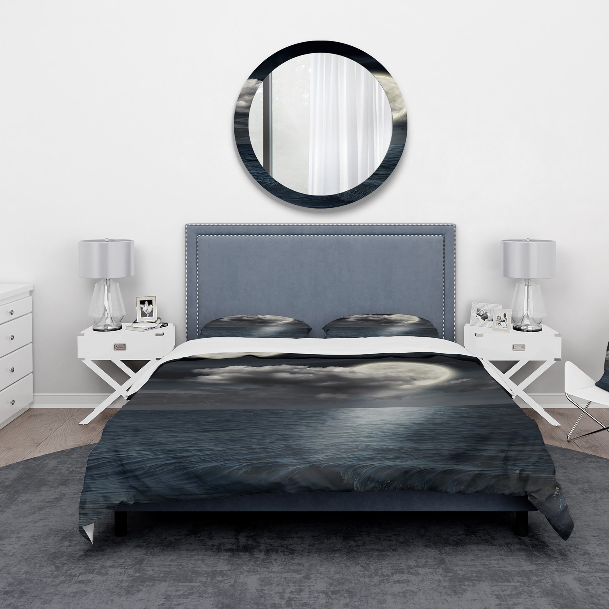 Design Art Full Moon In Cloudy Night Sky VI - Nautical & Coastal Duvet ...