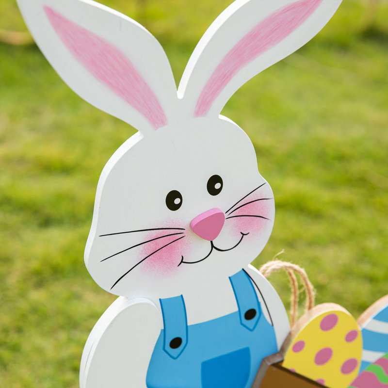 The Holiday Aisle® Aaleah Easter Bunny Cart Garden Stake Yard Stake ...