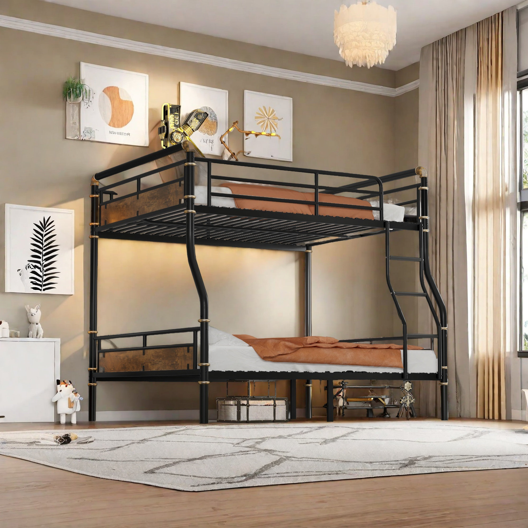 Mason & Marbles Convertible Full Xl Over Queen Bunk Bed With Ladder ...