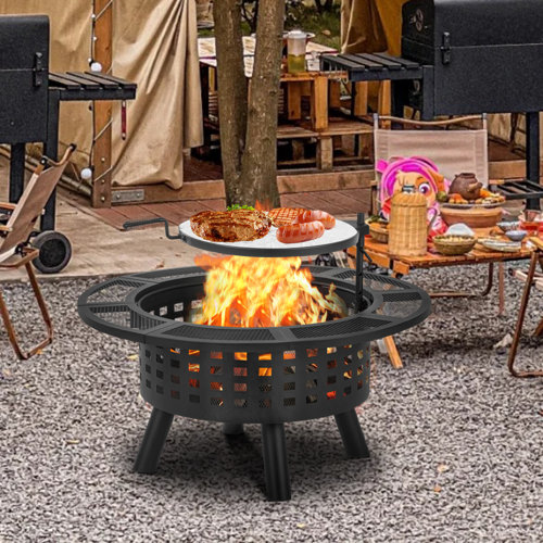 Red Barrel Studio® Elanah 25.8" H x 36" W Steel Wood Burning Outdoor ...