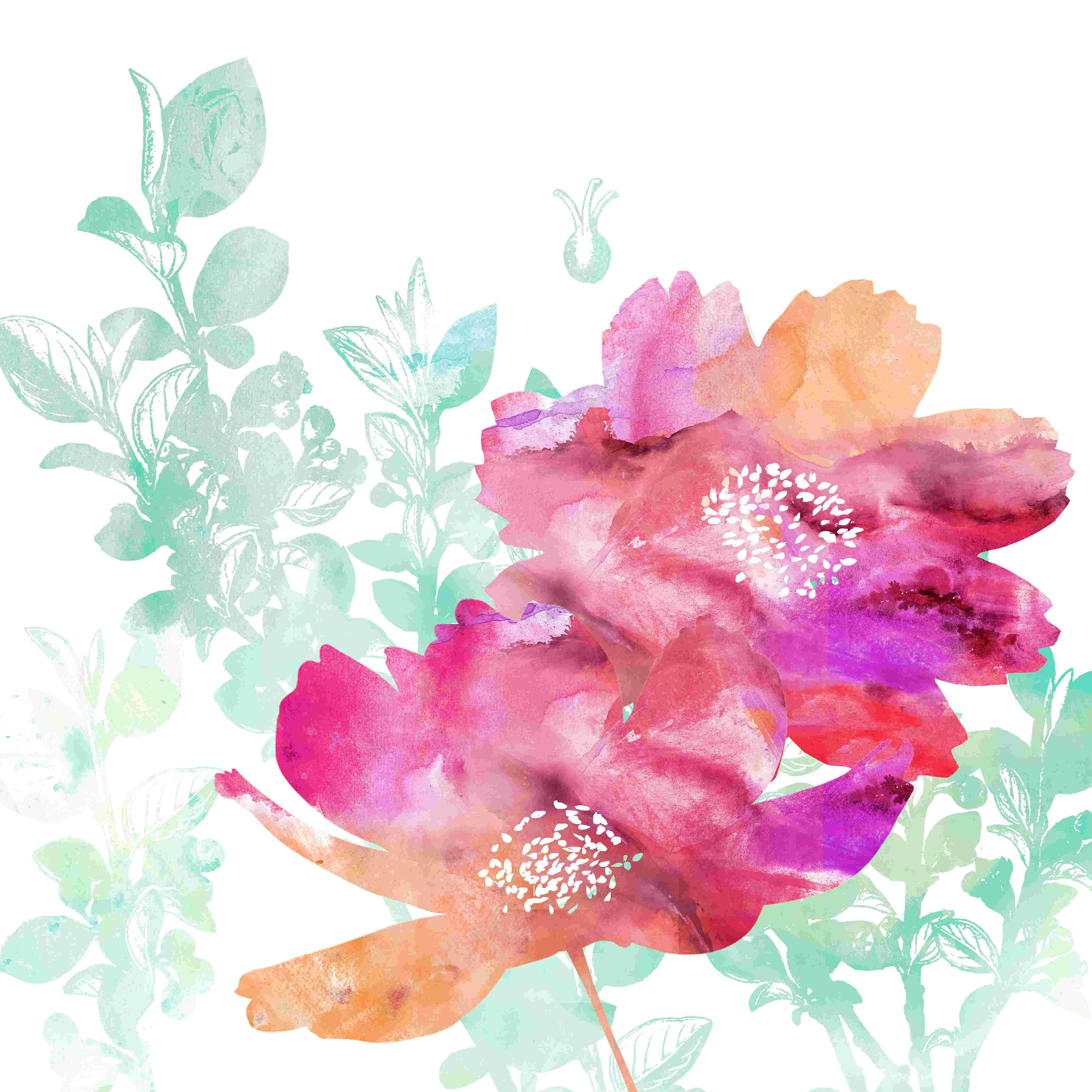 Winston Porter Watercolor Florals Pink - Wrapped Canvas Painting | Wayfair