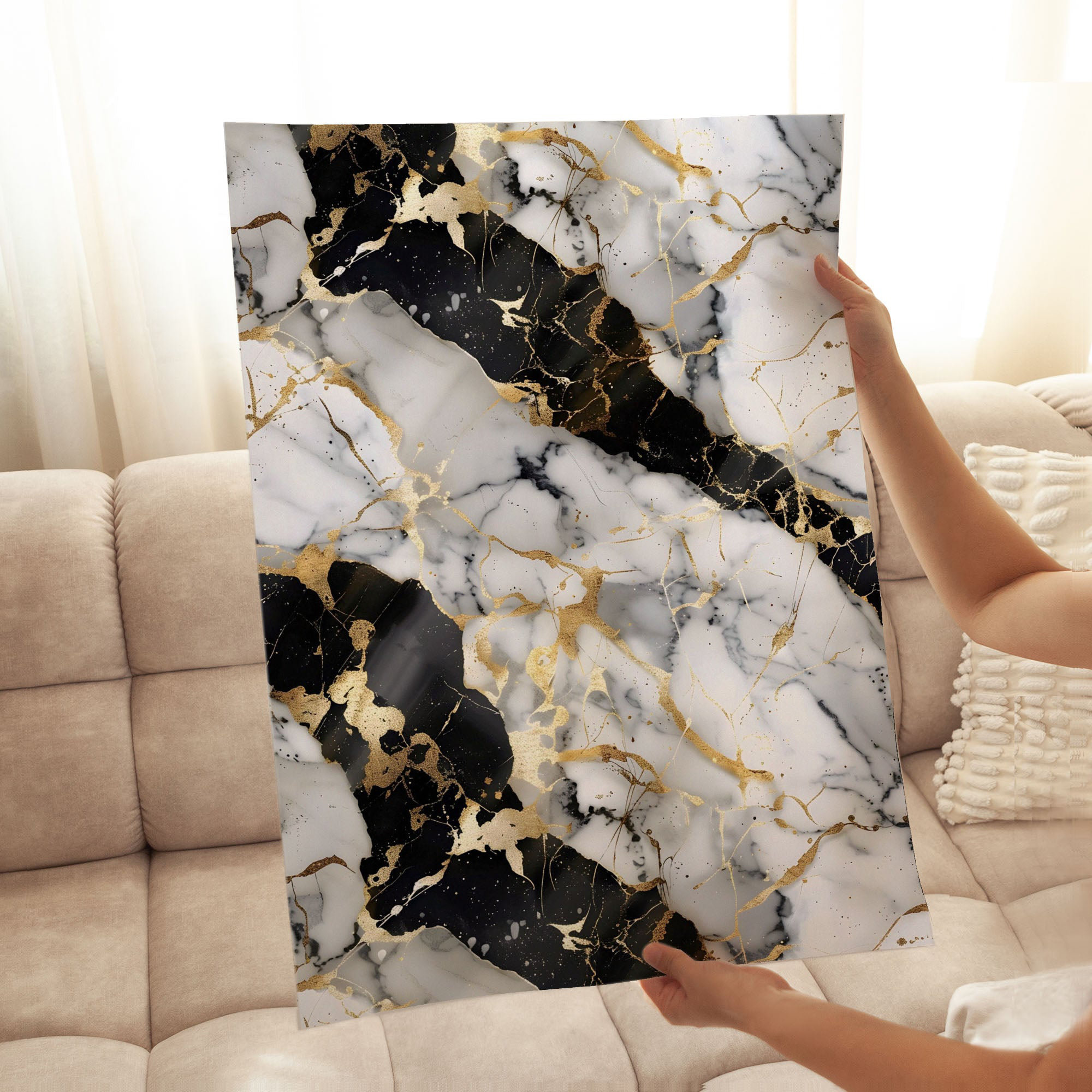 Winston Porter Abstract Black Marble Geode Crystals VI Modern Unframed ...