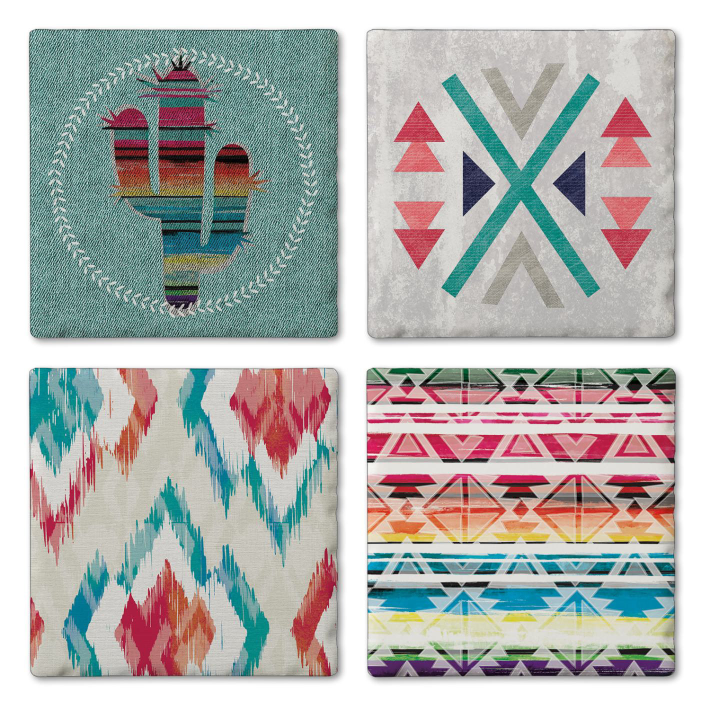 East Urban Home Out West 4-Pack Assorted Tumbled Tile Stone Coasters ...