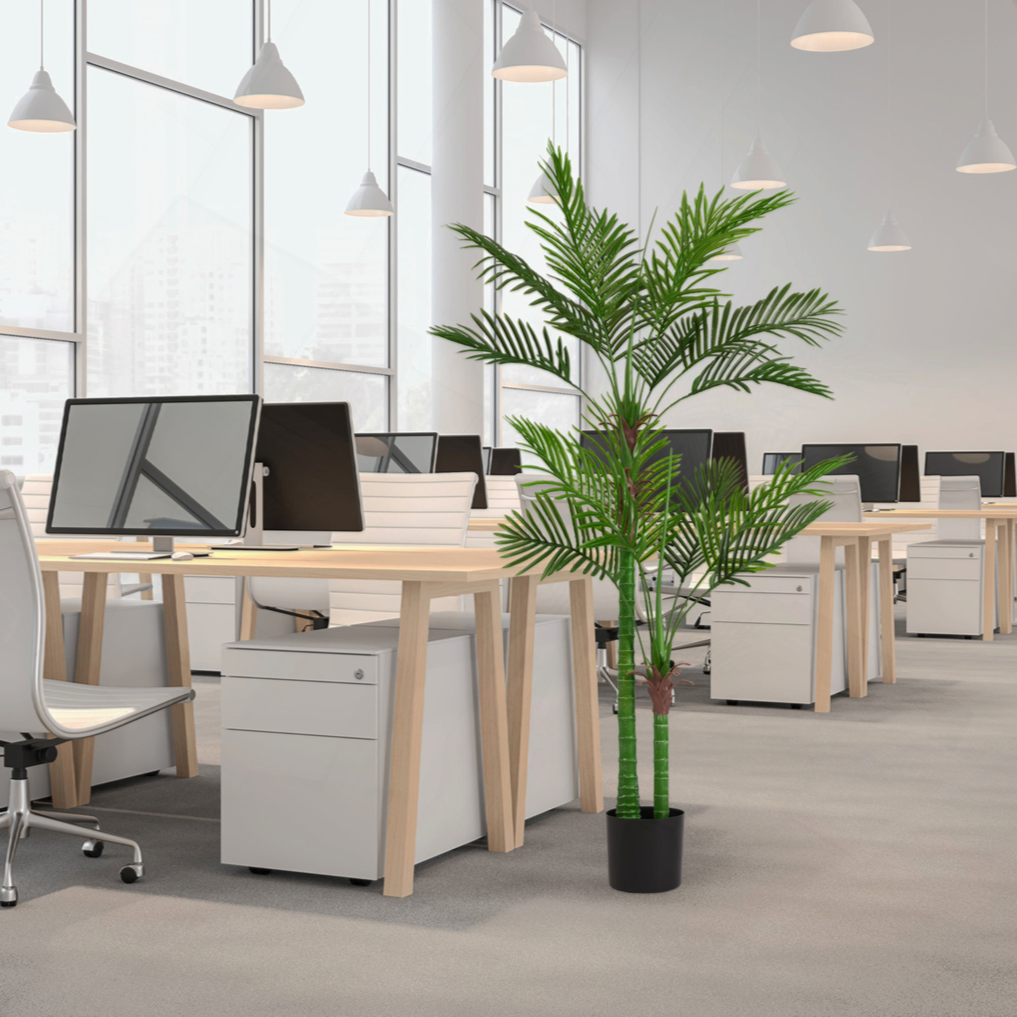 Primrue New High-End Market Indoor Leaf Simulation 180CM Double Rod Loose Tail Sunflower 18-Leaf ...