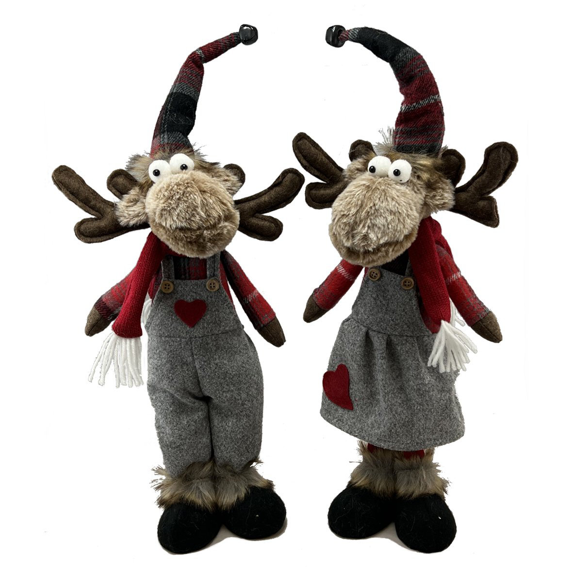The Holiday Aisle® Set Of 2 Assorted Standing Moose In Plaid Hats ...