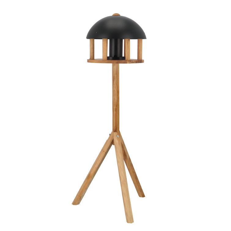 Archie & Oscar Round Oak Bird Table with Black Roof | Wayfair.co.uk