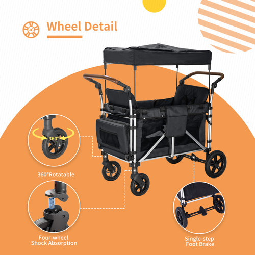 linor Stroller Wagon for 2 Kids, Cart Featuring 2 High Seat with 5 ...