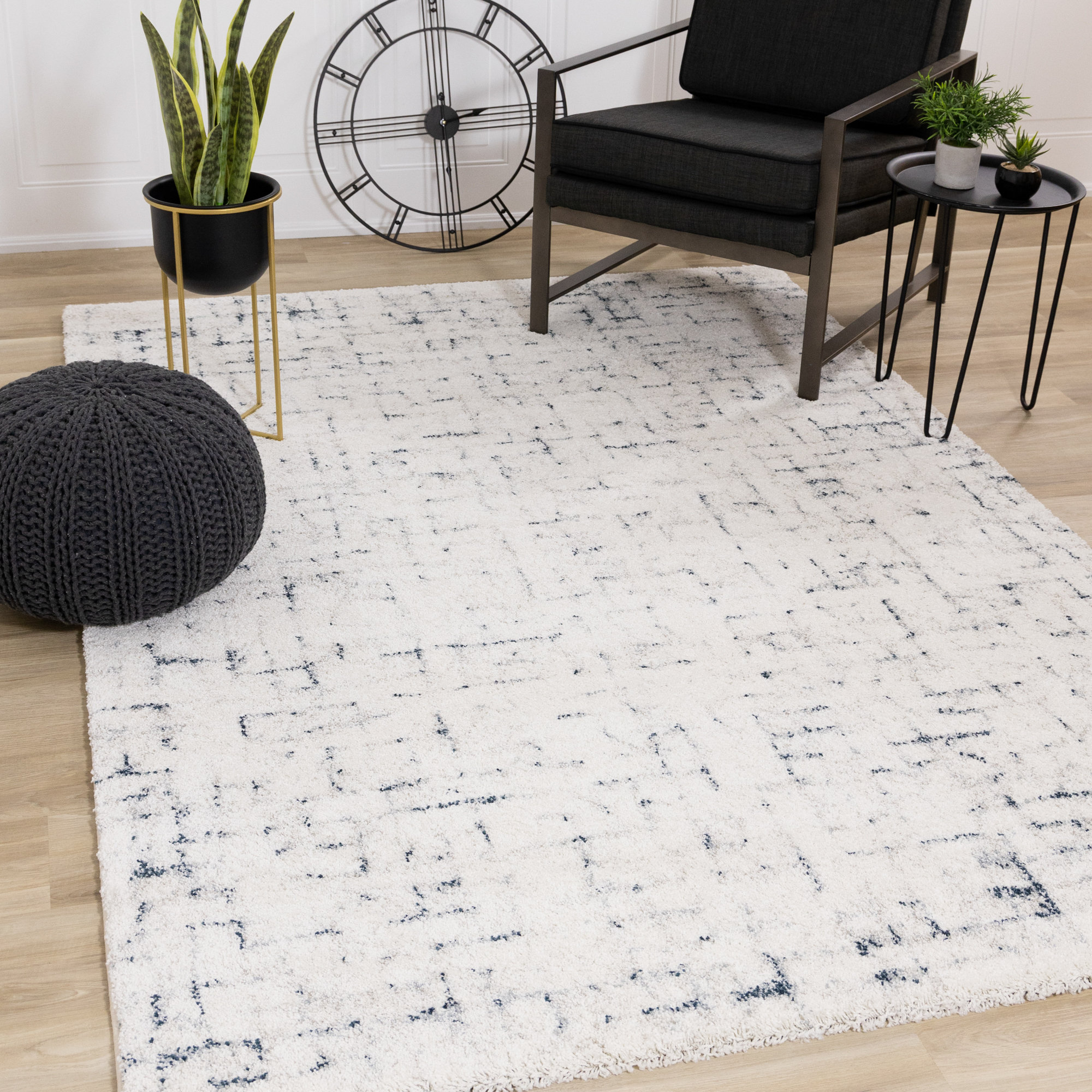 17 Stories Ahkeelah Blue/Cream Area Rug | Wayfair