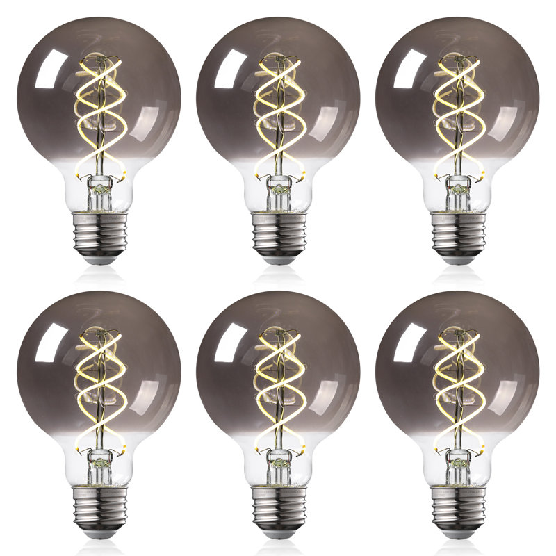 TORCHSTAR G25 LED Globe Light Bulb, Smoke Gray Glass, Dimmable E26 Base ...