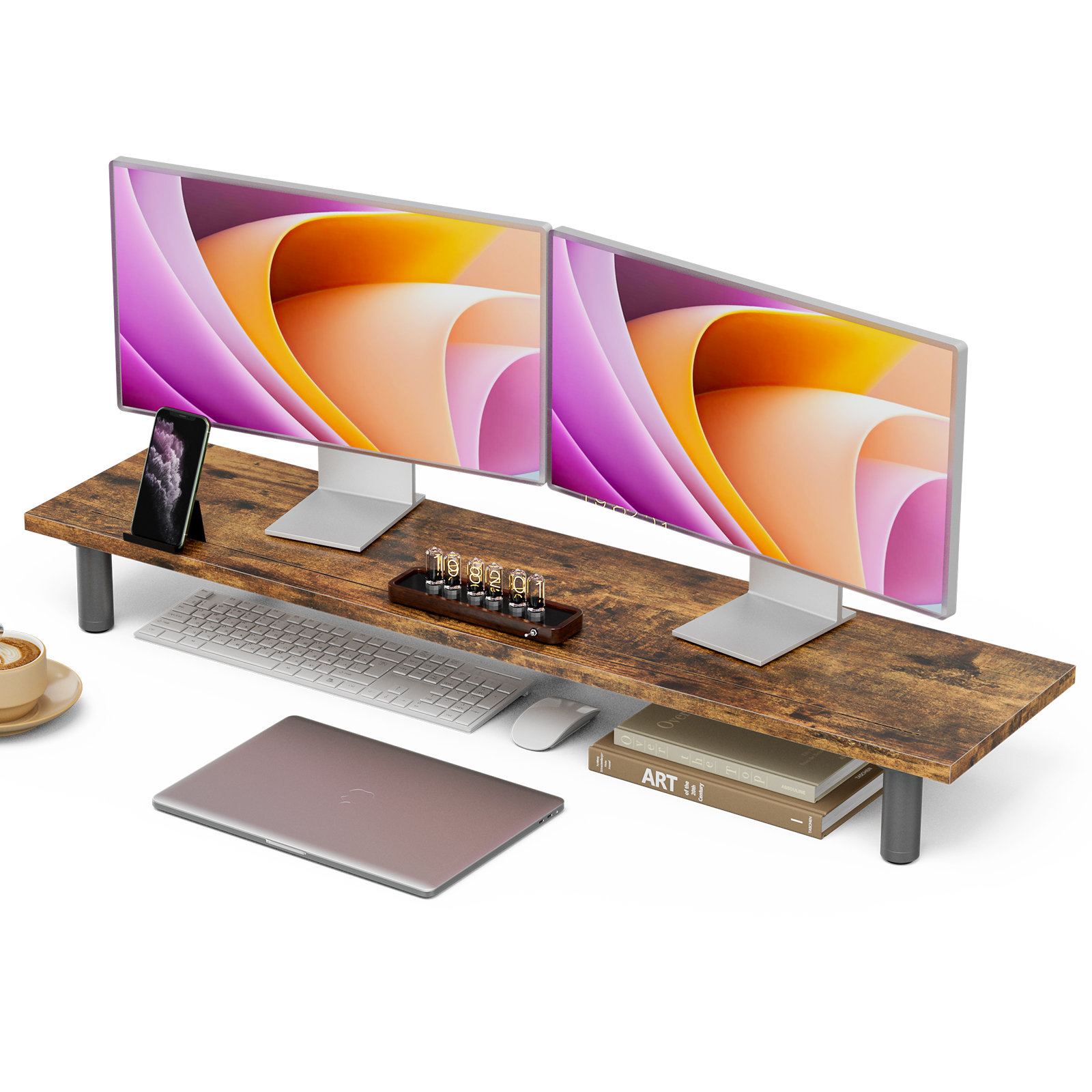 17 Stories Monitor Riser Long, Walnut & Reviews | Wayfair
