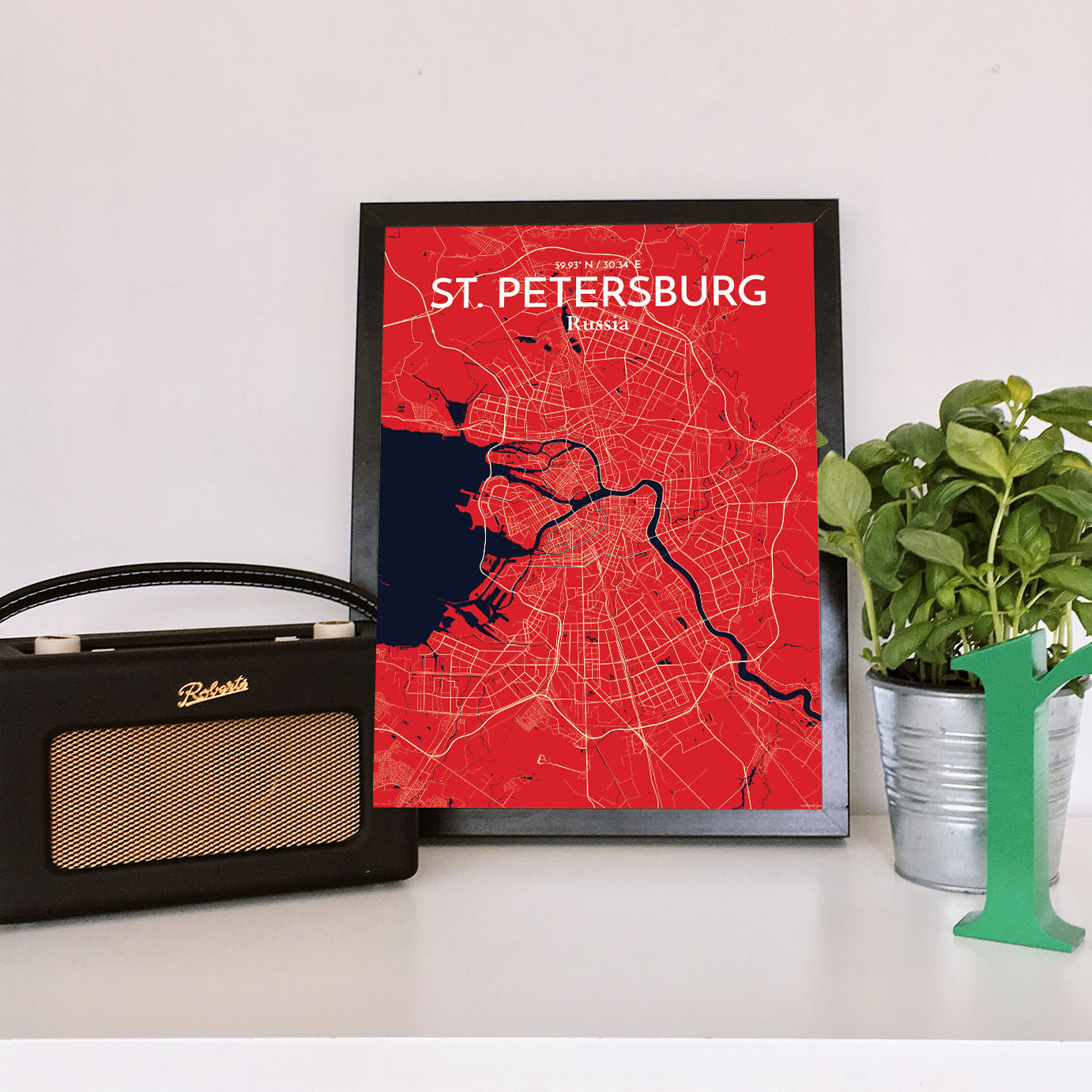 Wrought Studio 'St. Petersburg City Map' Graphic Art Print Poster in ...