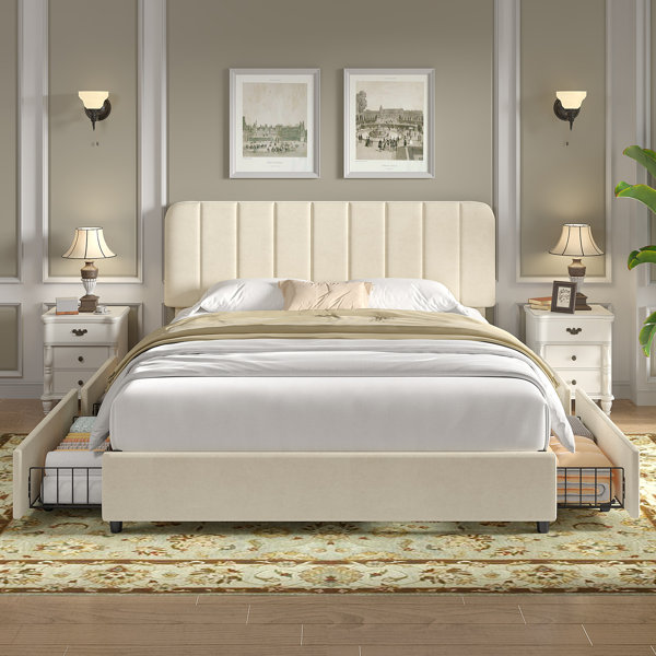 Latitude Run Double Size Upholstered Beds, Modern Platform Bed Frame ...