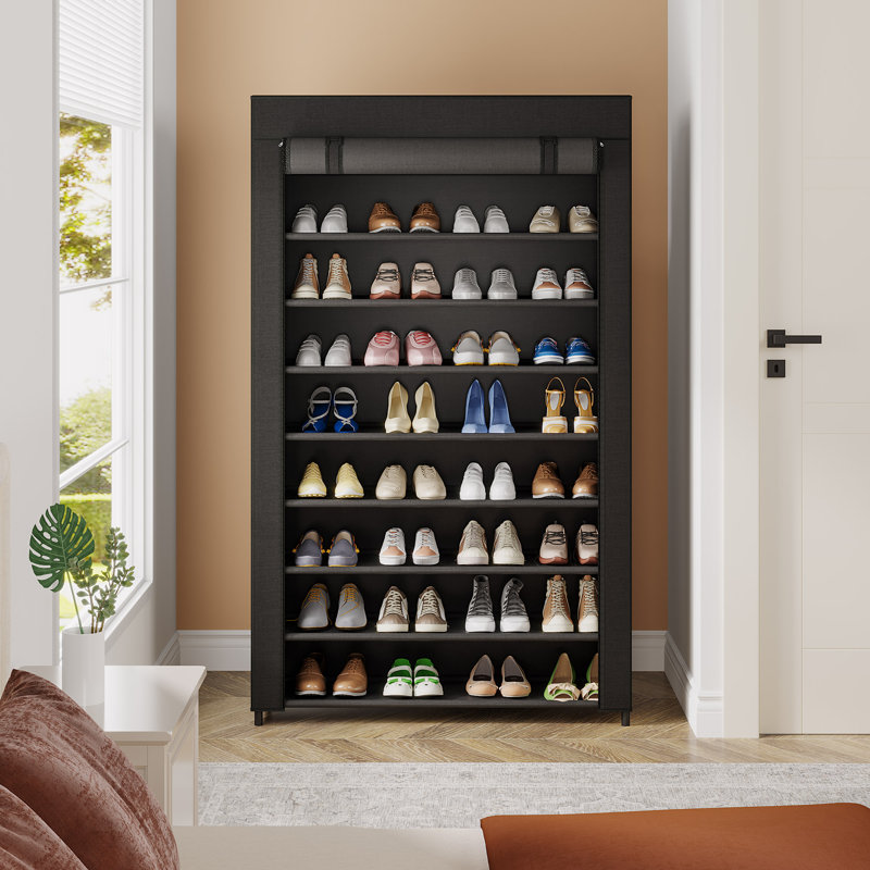 Rebrilliant 10 Tier Shoes Rack Organizer With Cover & Reviews | Wayfair