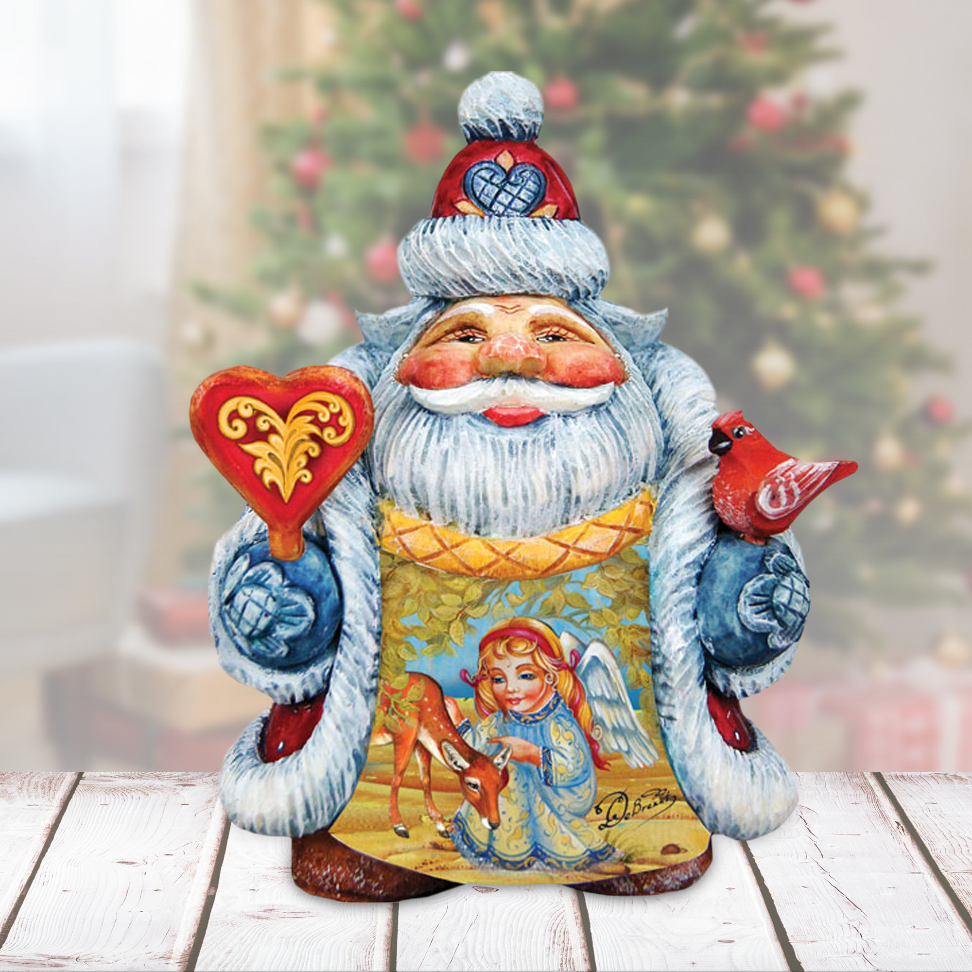 The Holiday Aisle® Fifield Santa with Angel and Deer Figurine Derevo ...