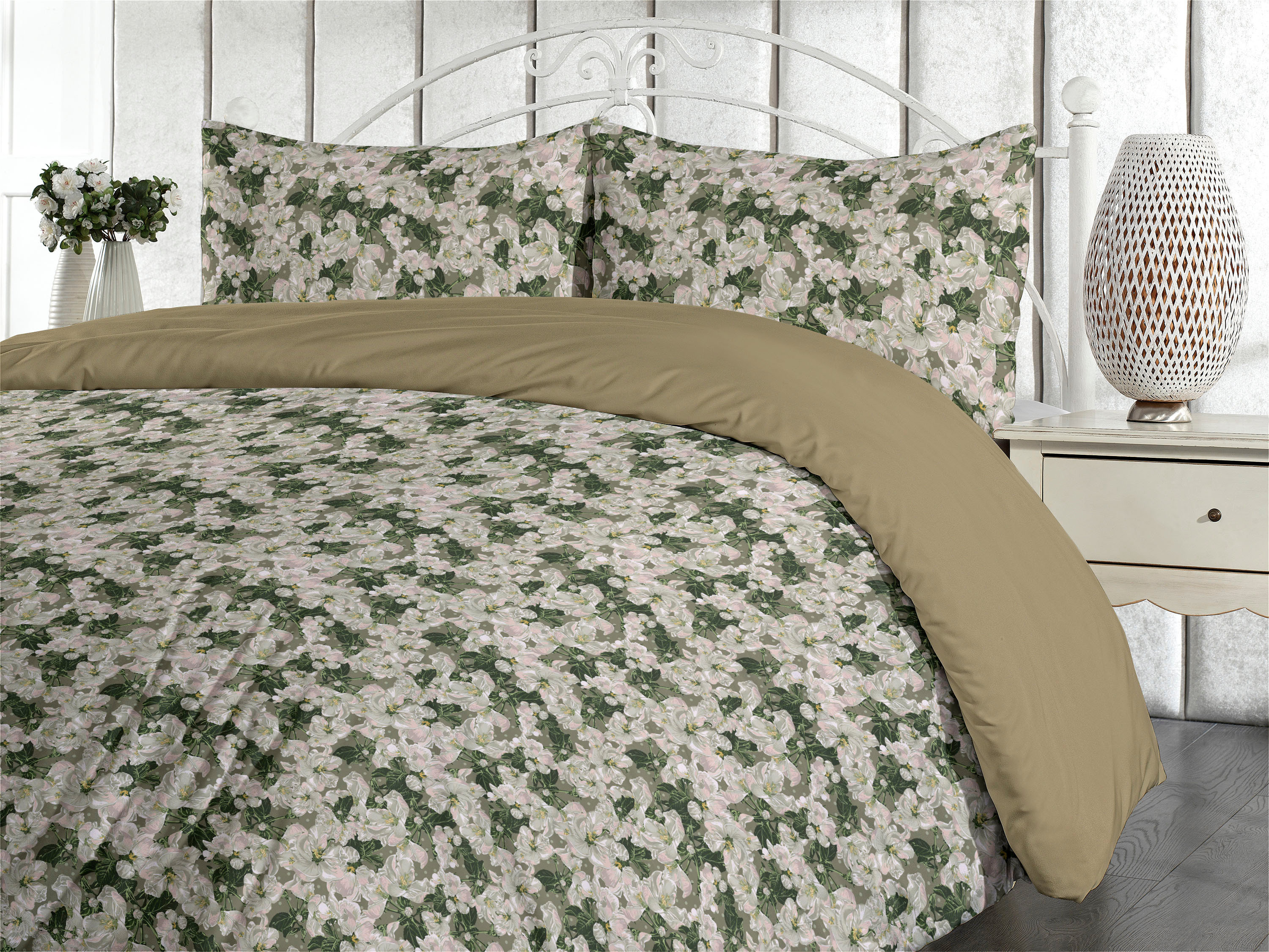 Ambesonne Spring Duvet Cover Set Hopeful Pastel Motif Flowers Sage ...