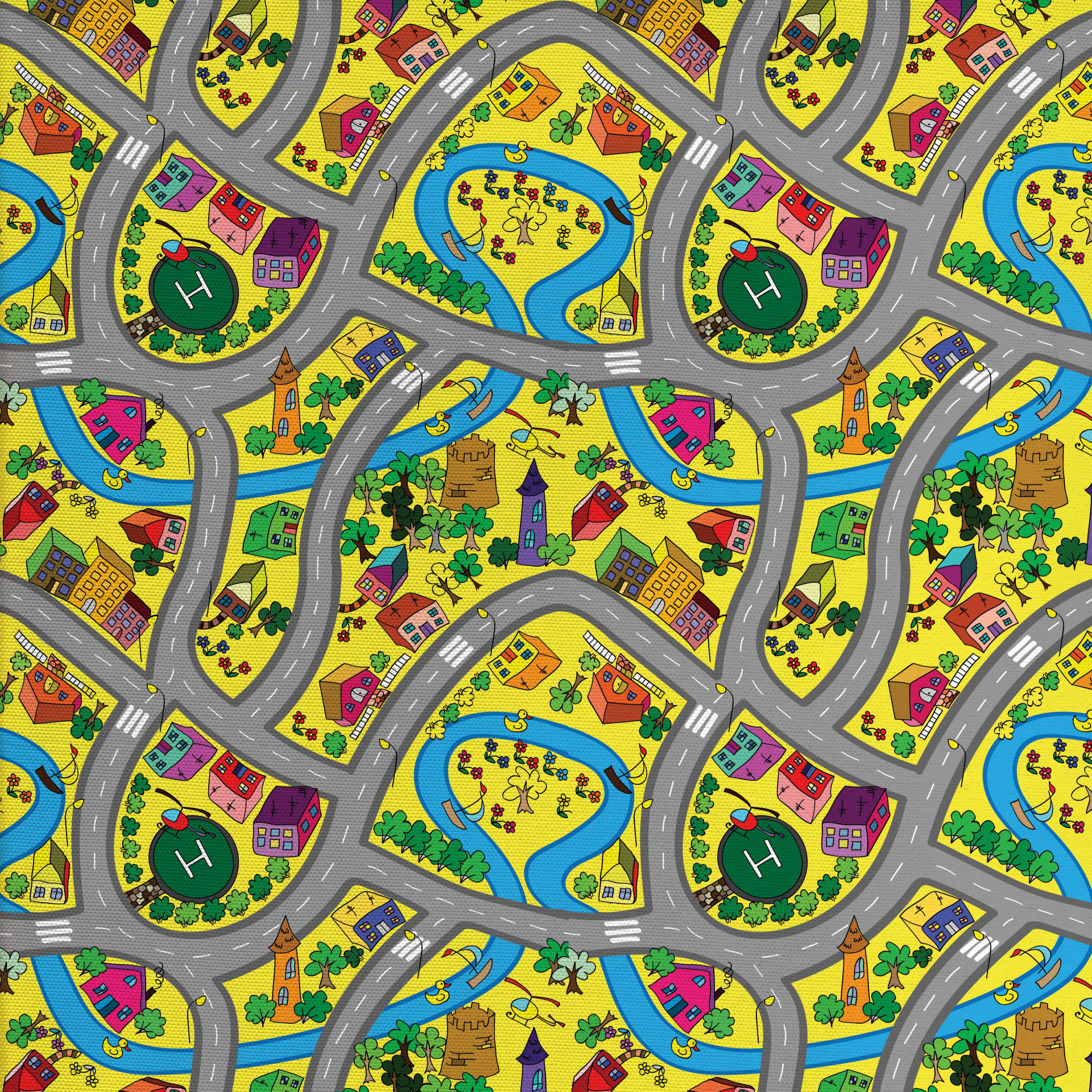 East Urban Home Car Race Track Fabric | Wayfair