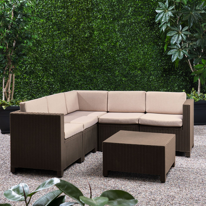 Ebern Designs 5 - Person Outdoor Seating Group with Cushions & Reviews ...