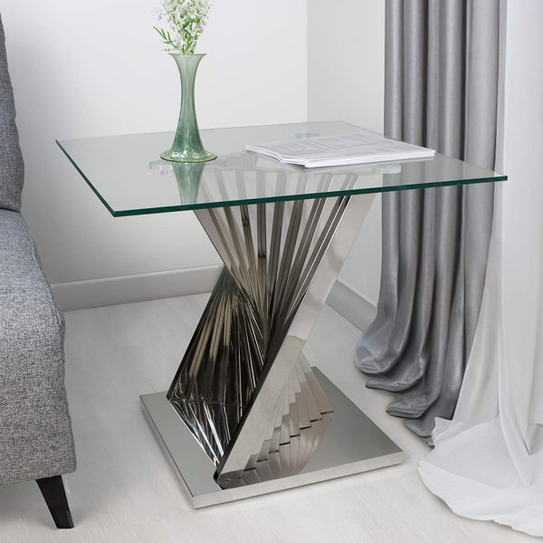 Canora Grey Arzan Glass Bedside Table For Living Room Furniture ...