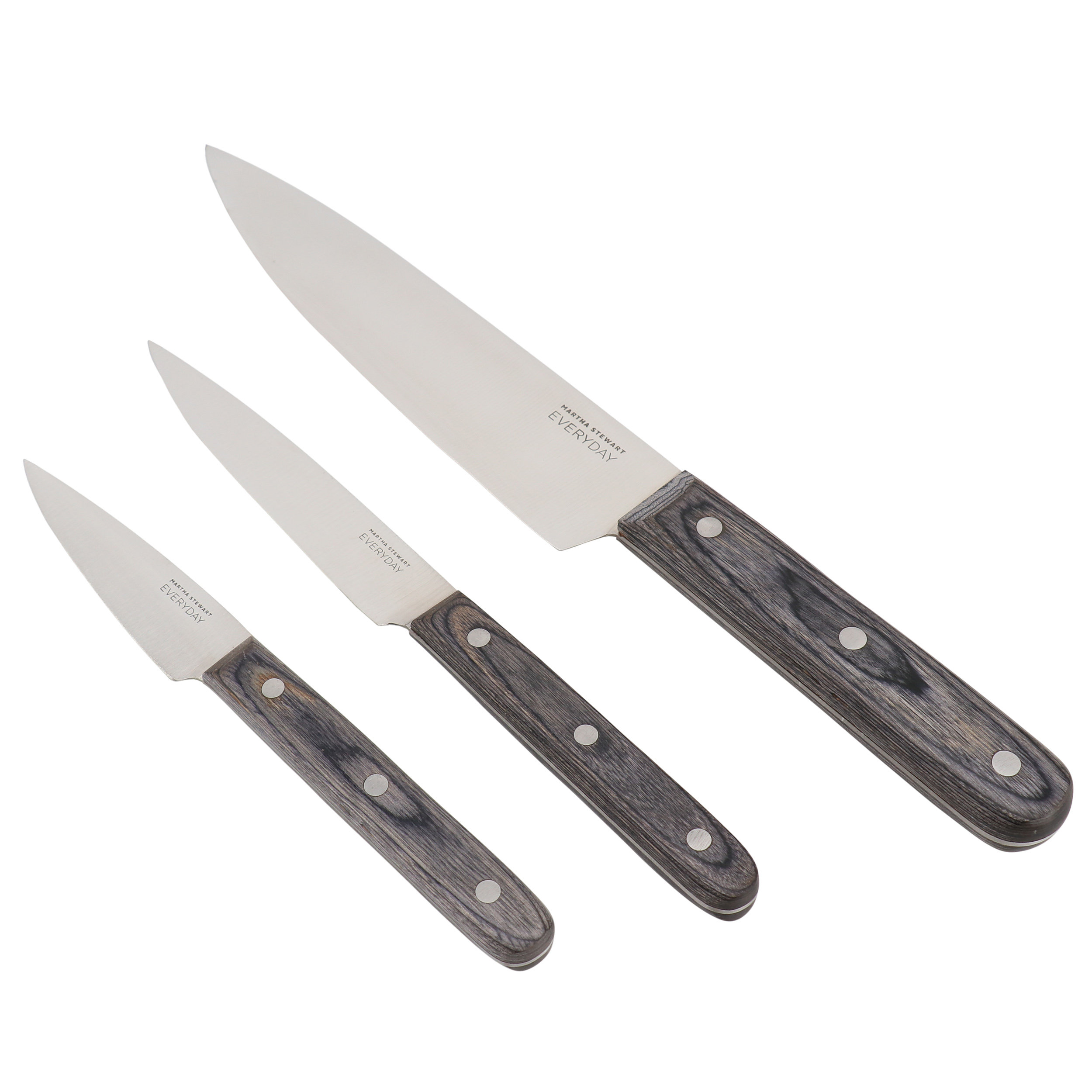 Martha Stewart Everyday 3 Piece Stainless Steel Knife Set in Dark Grey ...
