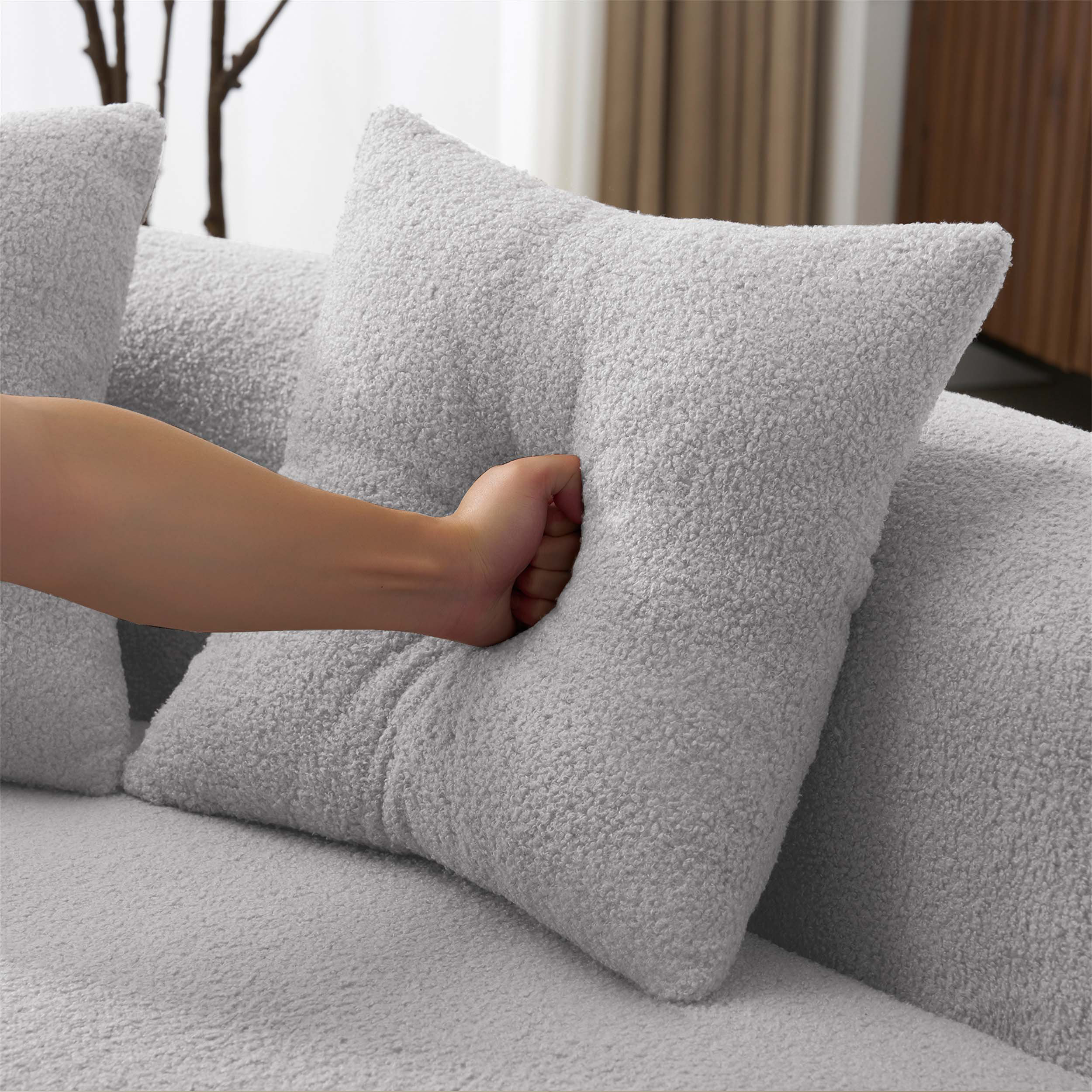 Corrigan Studio Curved Four Seater Full Compression Sponge Sofa with ...