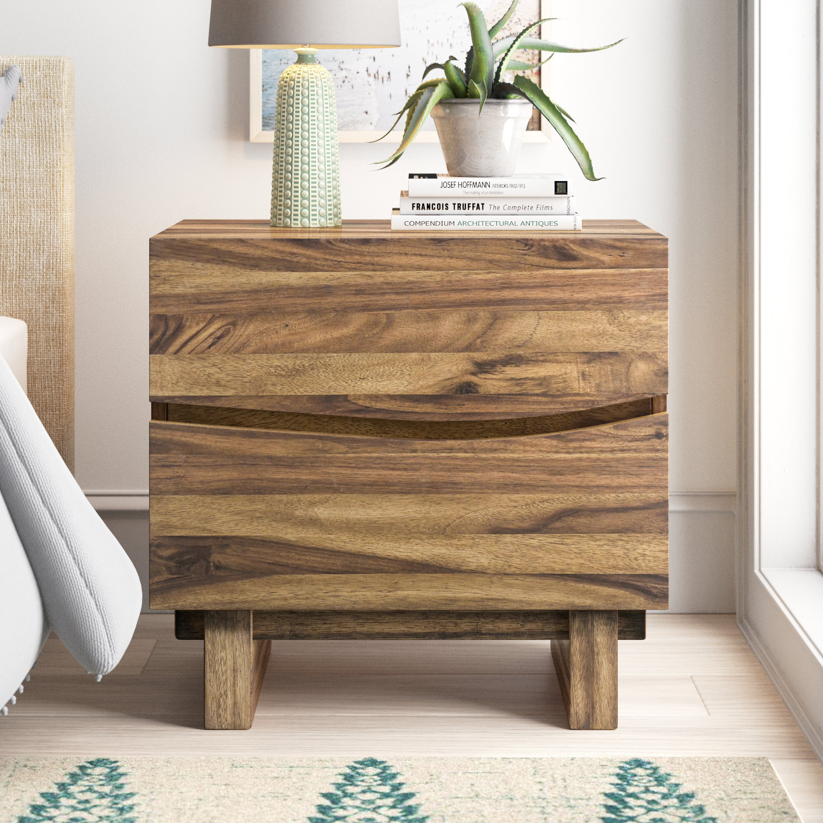 Mistana™ Hiram 2 - Drawer Solid Wood Nightstand in Natural Sengon ...