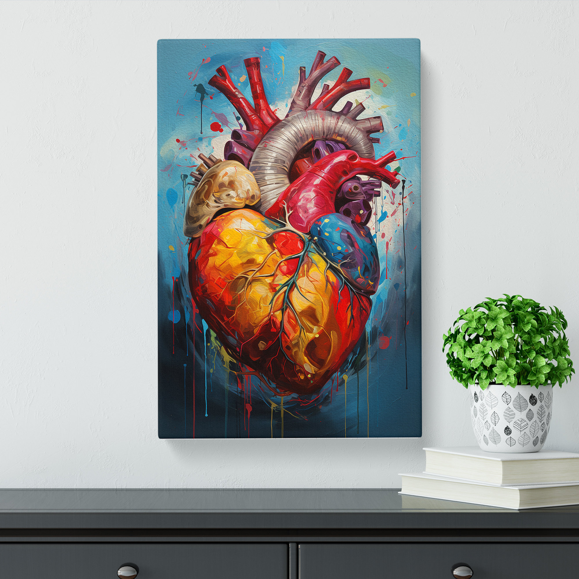Happy Larry Anatomical Heart Action Painting | Wayfair.co.uk