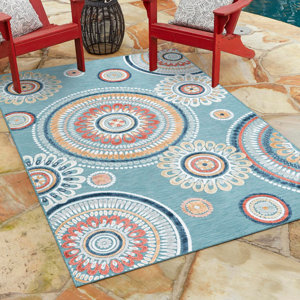 Blue Outdoor Rugs You'll Love | Wayfair