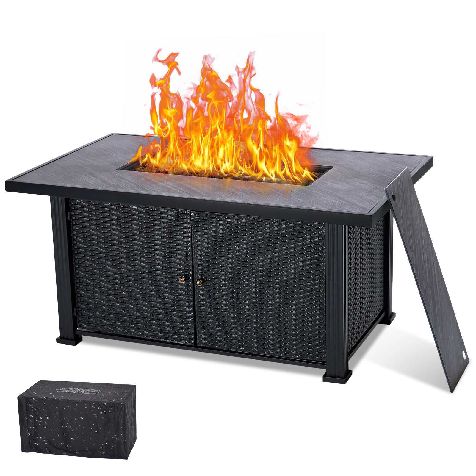 Red Barrel Studio Lorolla 57" H x 22' W Propane Fire Pit Table width ...