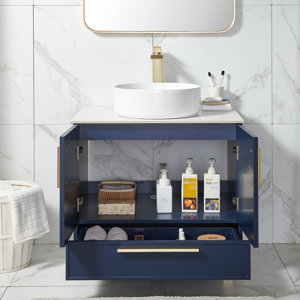 Mercer41 Munha 30'' Blue Modern Free-standing Single Bathroom Vanity ...