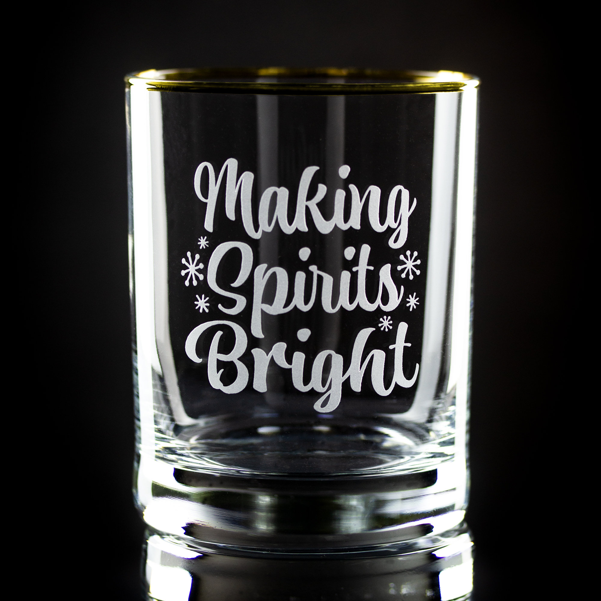 The Holiday Aisle® Making Spirits Bright Gold Rimmed Rocks Glass (Set ...