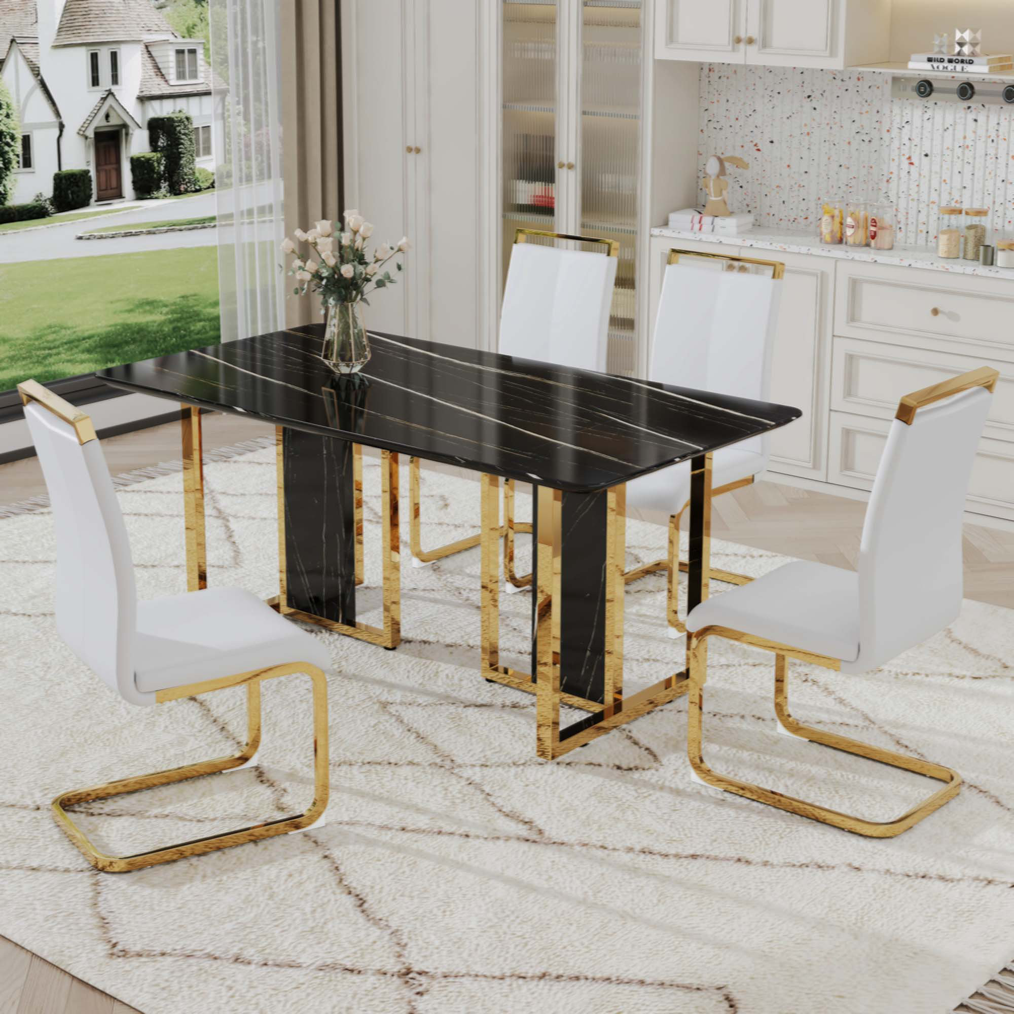 David Table And Chair Set. Modern Dining Table With MDF Top And ...