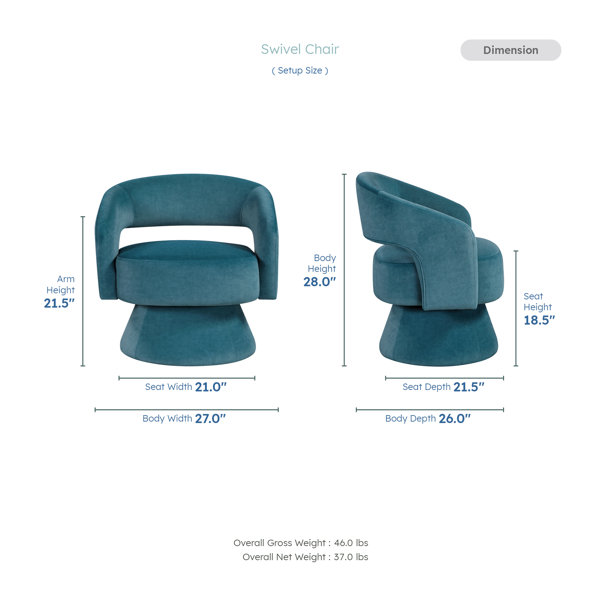 George Oliver Deryn 27" Modern Swivel Barrel Chair – 360° Rotating ...