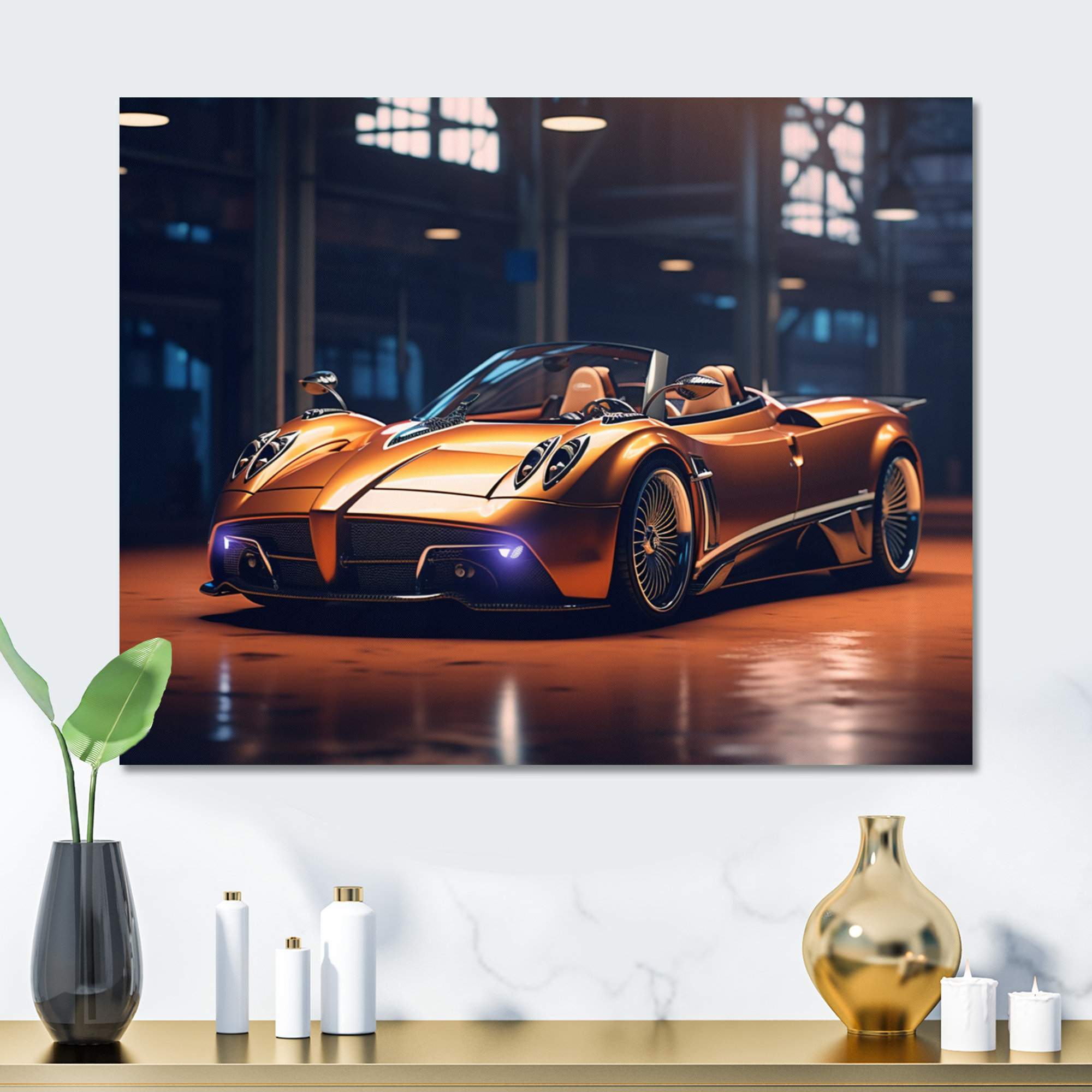 Latitude Run® Neon Italian Exotic Car - Neon Car Metal Wall Decor | Wayfair