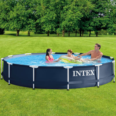 Intex Metal Frame Round Above Ground Swimming Pool w/Pump & Reviews ...
