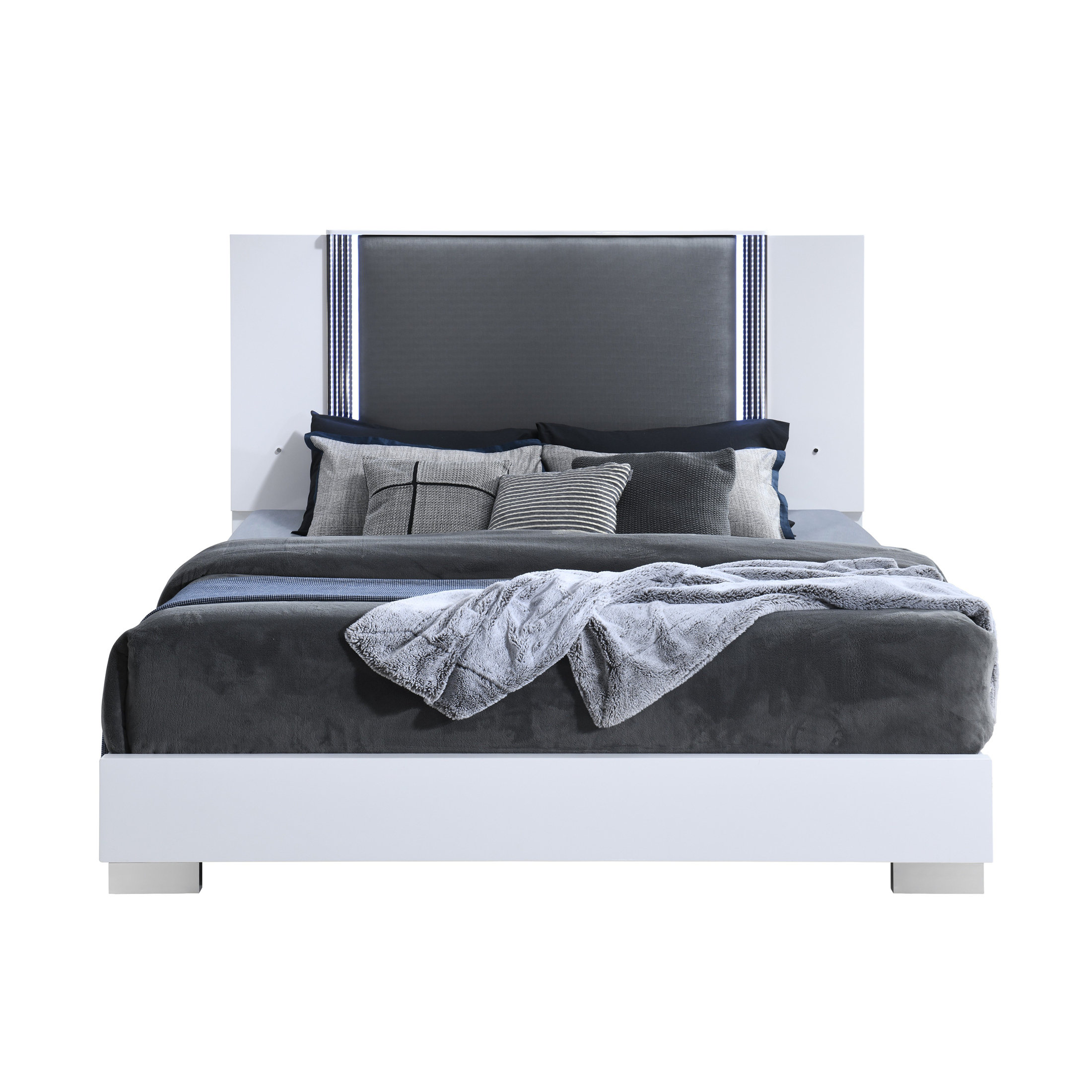Brayden Studio® Moon White Bed with LED Illumination | Wayfair