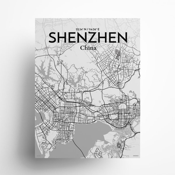 17 Stories China City Map Posters Shenzhen China|中國 City Map On Paper ...