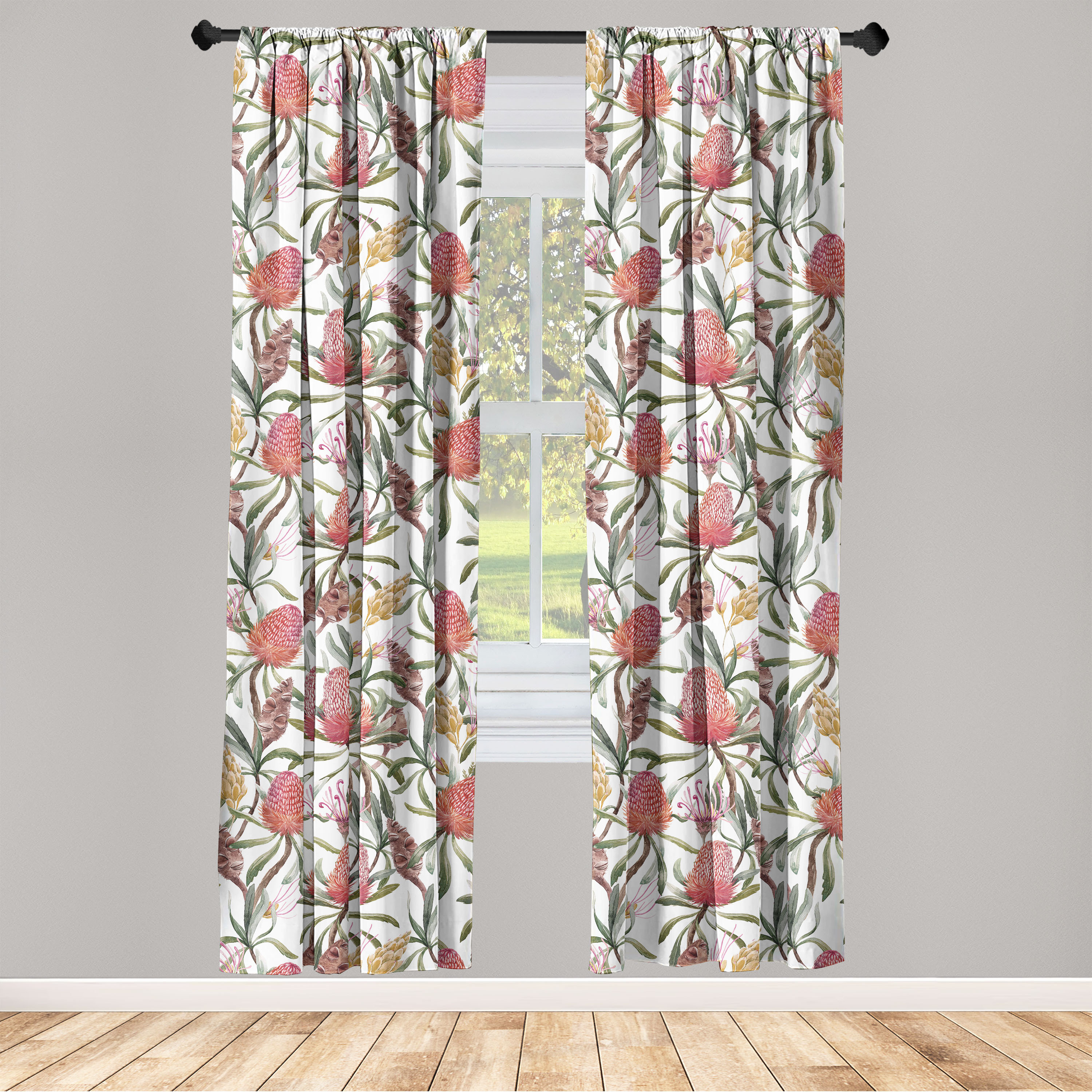 East Urban Home Tropical Curtains Exotic Botanical Motifs Pair of Dark ...