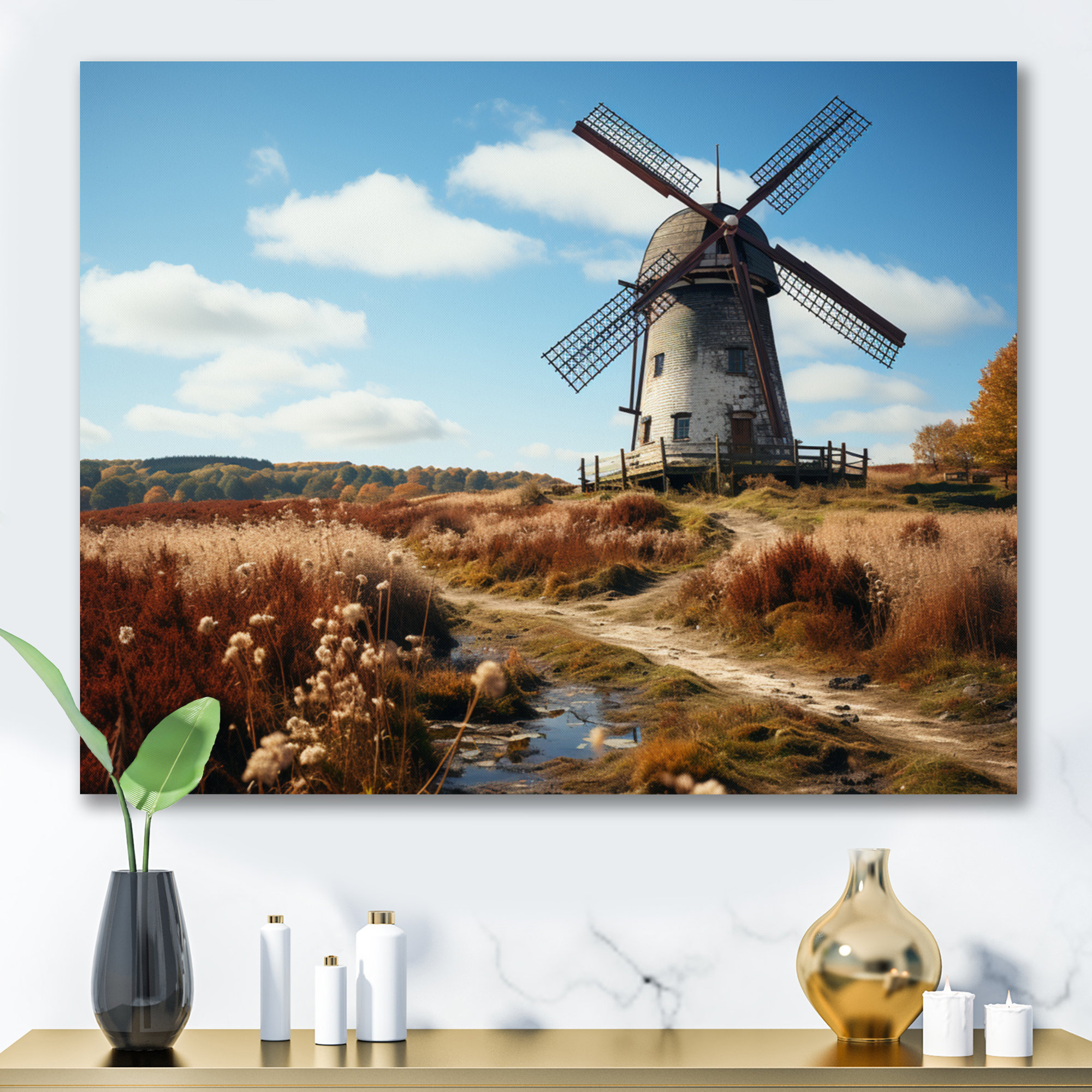 Winston Porter Marquavius Germany Dutch Windmill III - Print | Wayfair