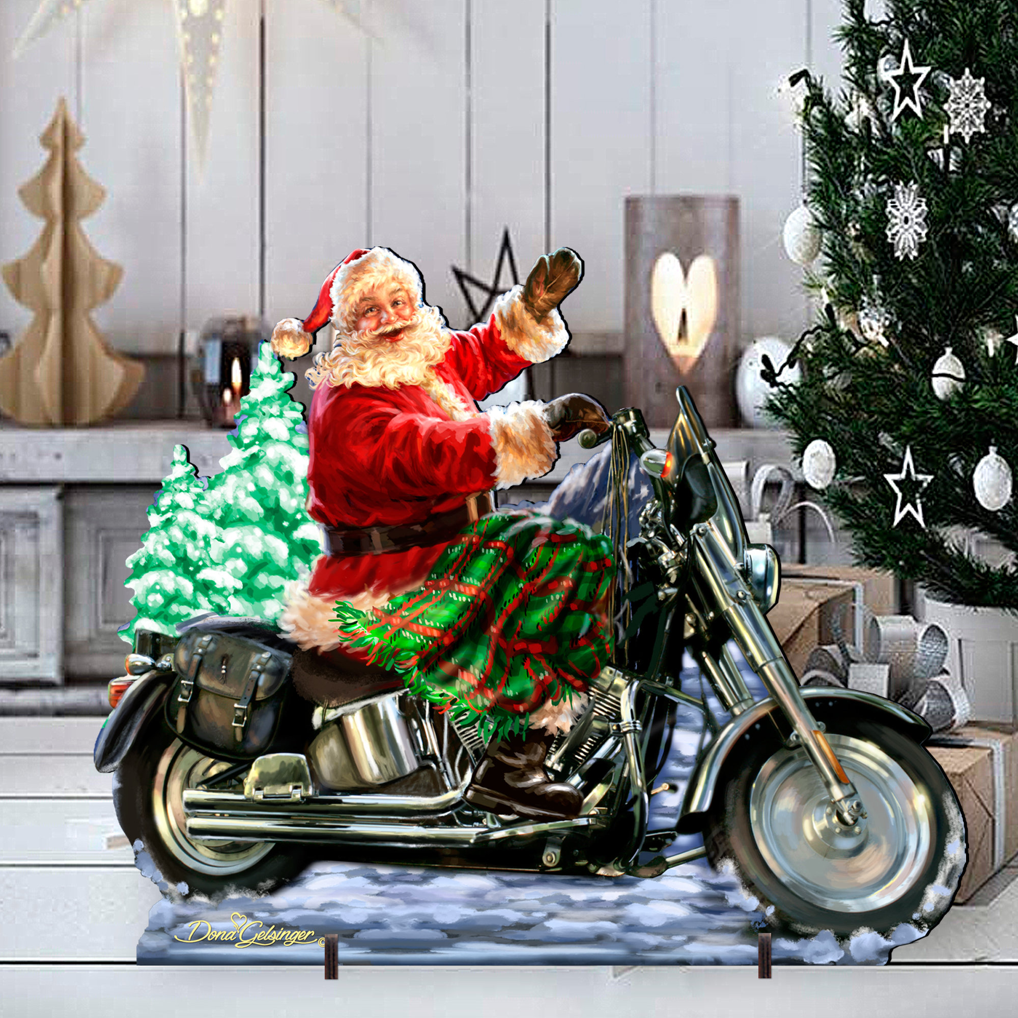 Designocracy Santa Motorcycle Rider Home and Outdoor Decor Lawn Art ...