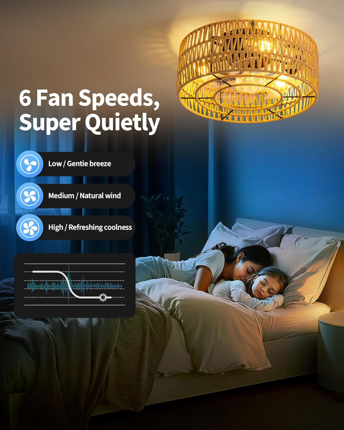 Highland Dunes Boho cage Style Ceiling Fan with 15.8" Retro Rattan ...